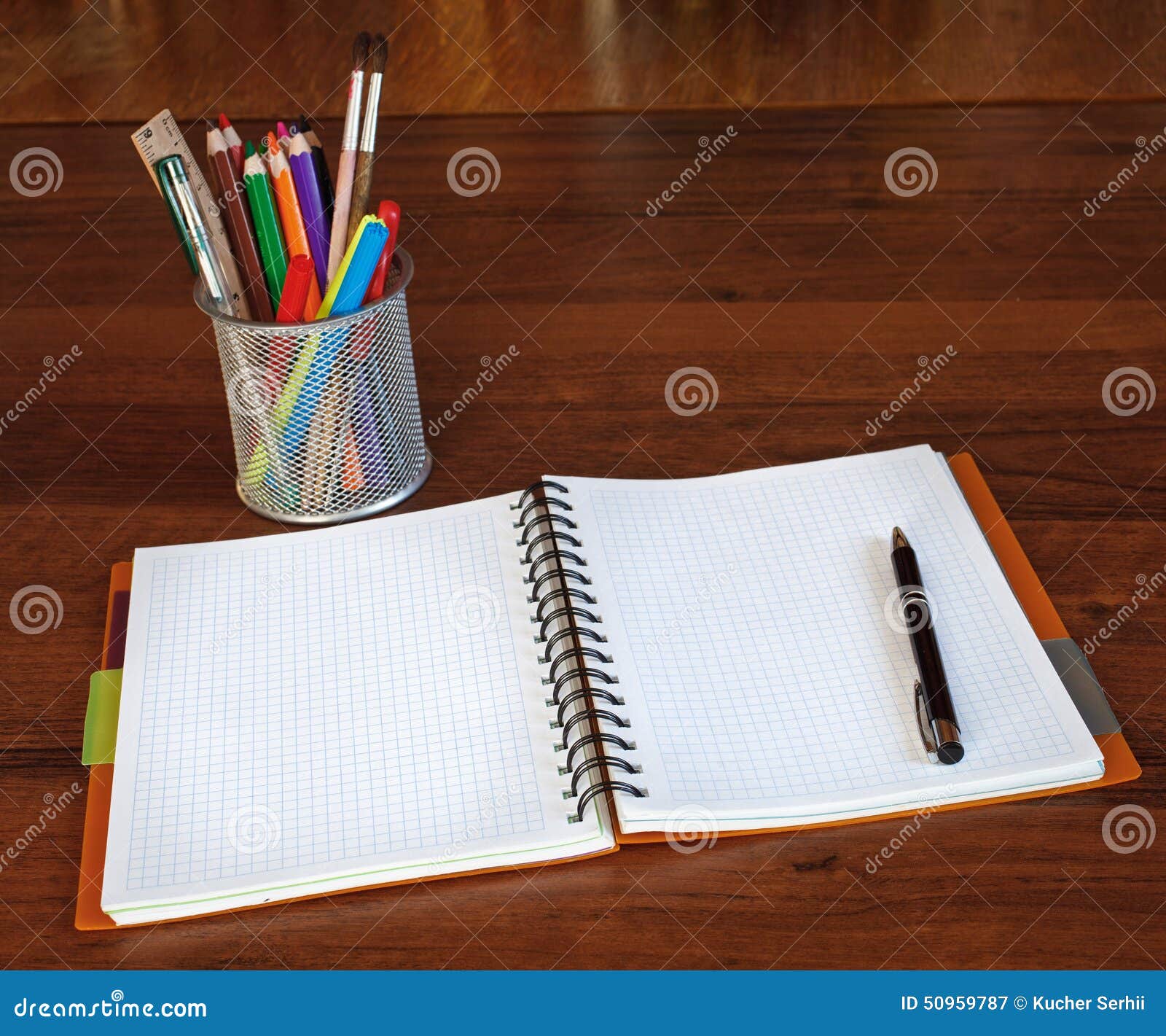 Open notebook stock image. Image of space, close, wooden - 50959787