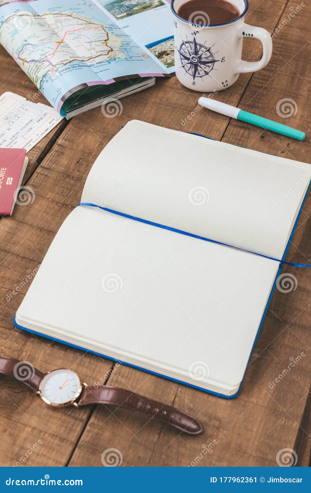 Open Notebook on a Table To Plan a Trip Stock Image - Image of organize ...