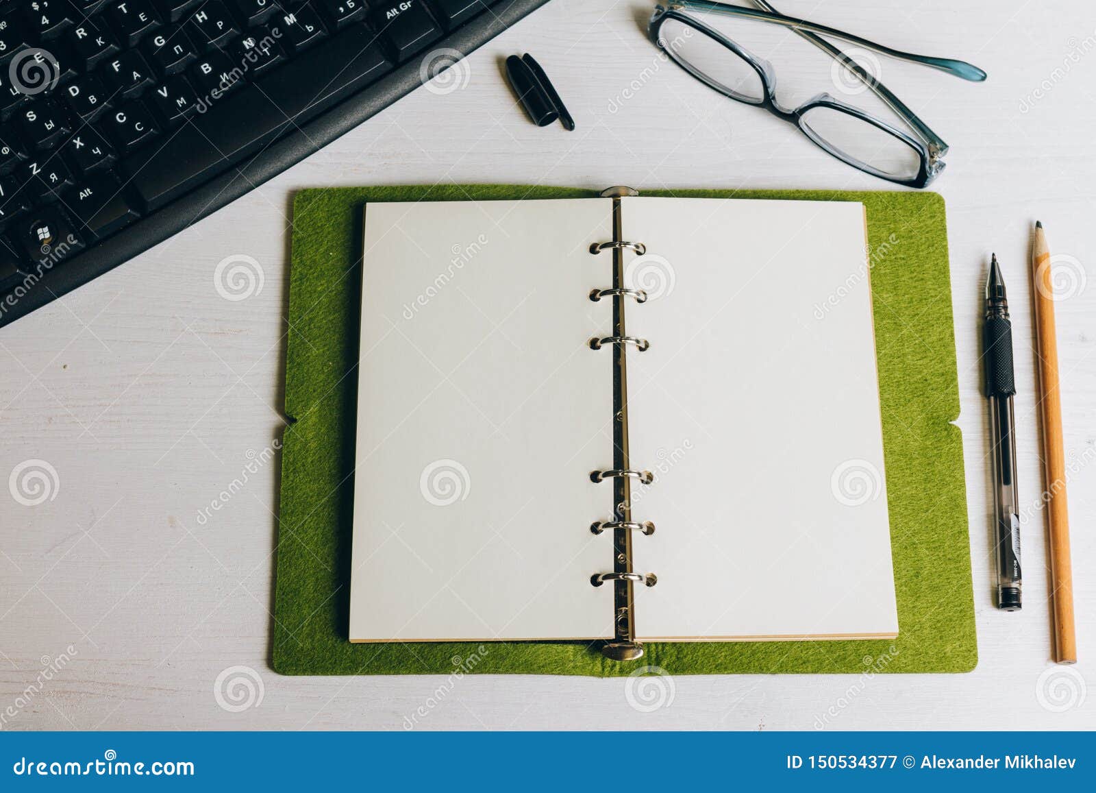Open Notebook on the Table Win Pen and Pencil Editorial Photography ...