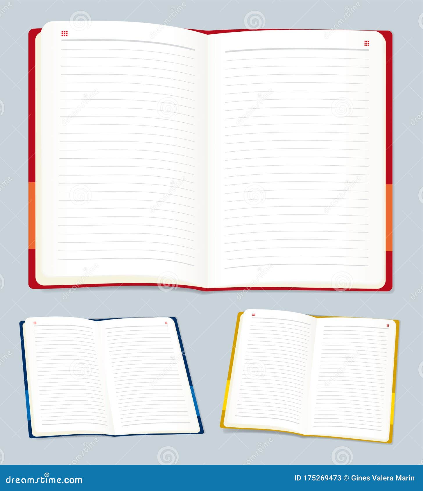 Open Notebook In Various Positions And Colors Royalty-Free Cartoon ...