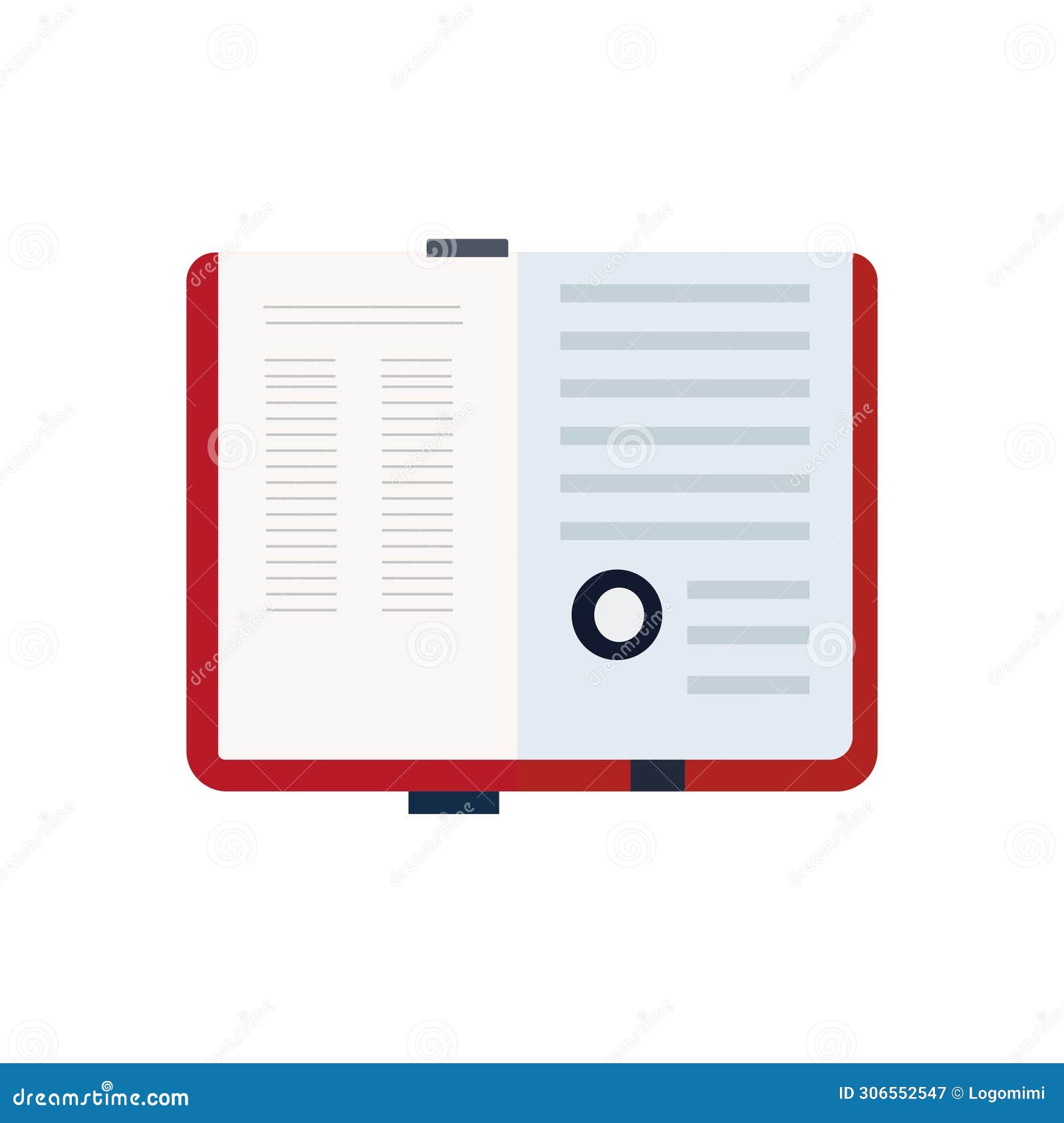 Open Notebook Vector Illustration in Flat Design Style, Red Note Book ...