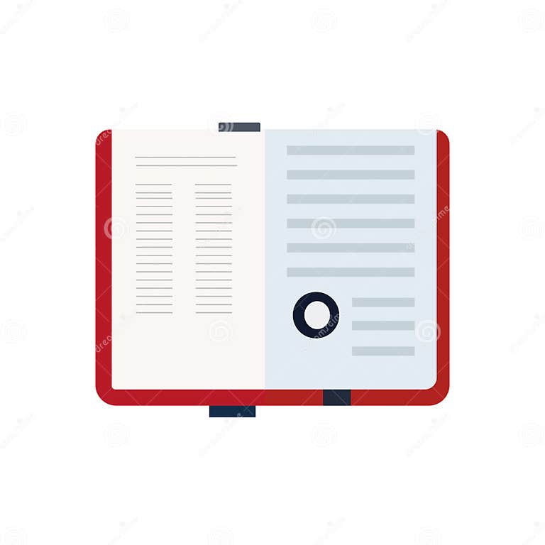 Open Notebook Vector Illustration in Flat Design Style, Red Note Book ...