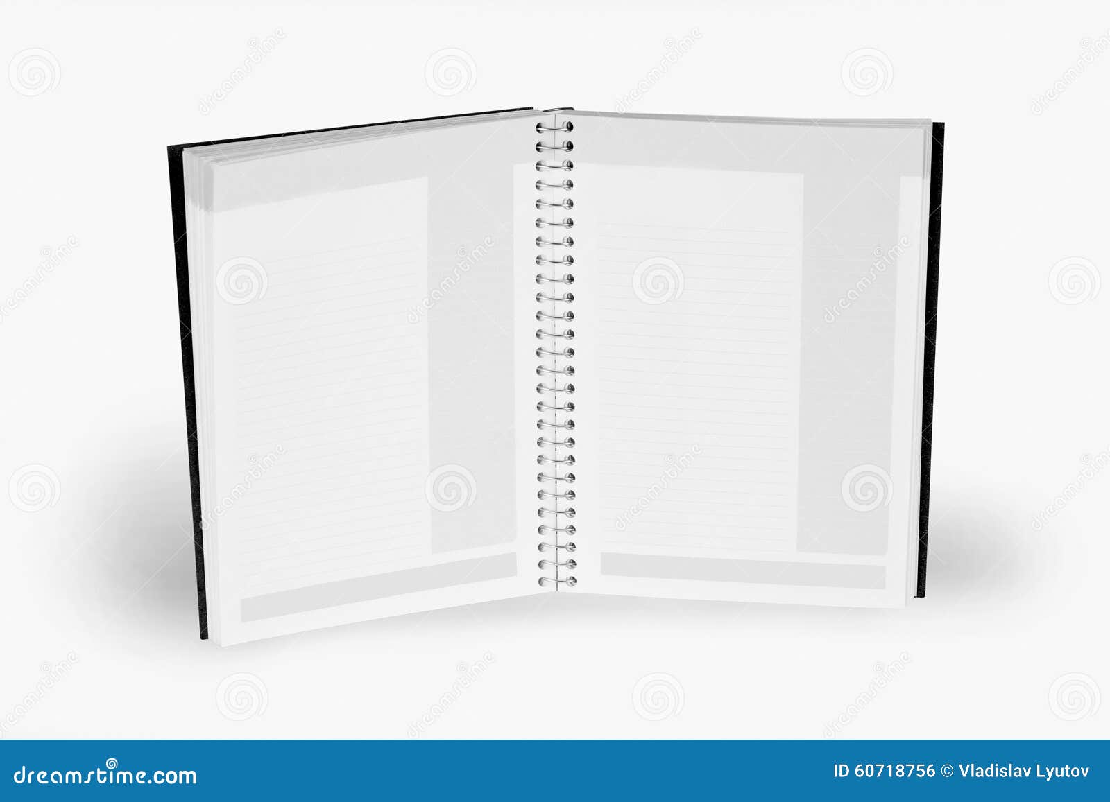 Open Notebook with White Page on White. Stock Photo - Image of office ...