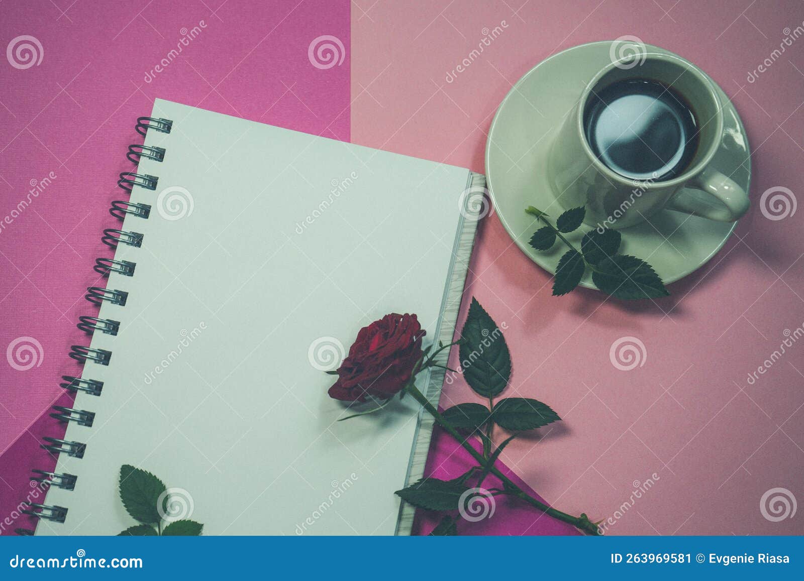 An Open Notebook with White Sheets. an Office Desk with a Notepad, a ...