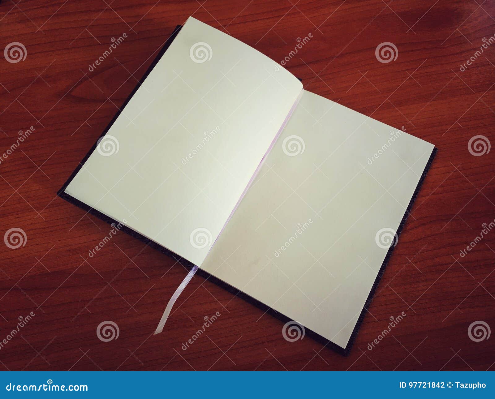 An Open Notebook on the Wooden Table Stock Photo - Image of vintage ...