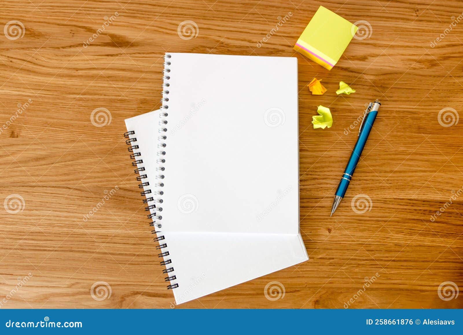 Open Notebooks with a Pen on a Wooden Table, a Place for Text Stock ...