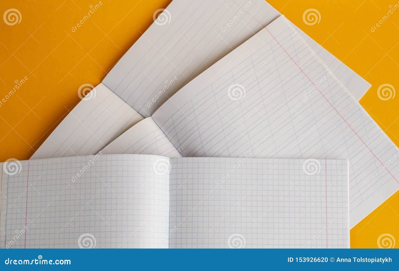Open Notebooks on a Yellow Background, Accessories for Studying on a ...