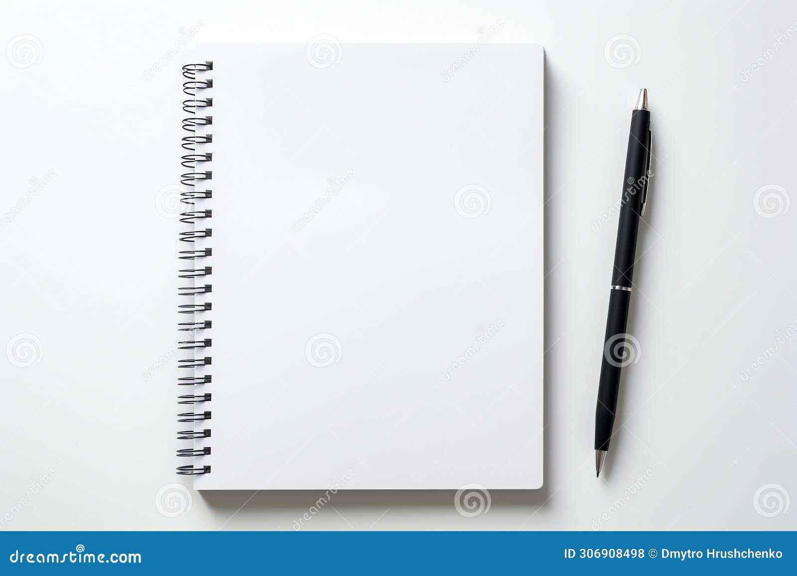 Open Notepad with Blank Page and Pen on Clean Desk. Ideal Workspace for ...