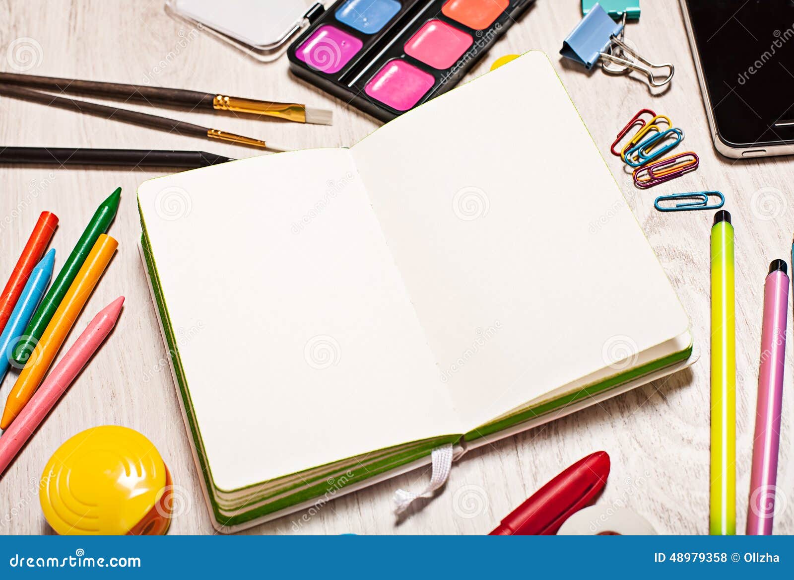 Open Notepad with Blank Pages Mockup Stock Photo - Image of template ...