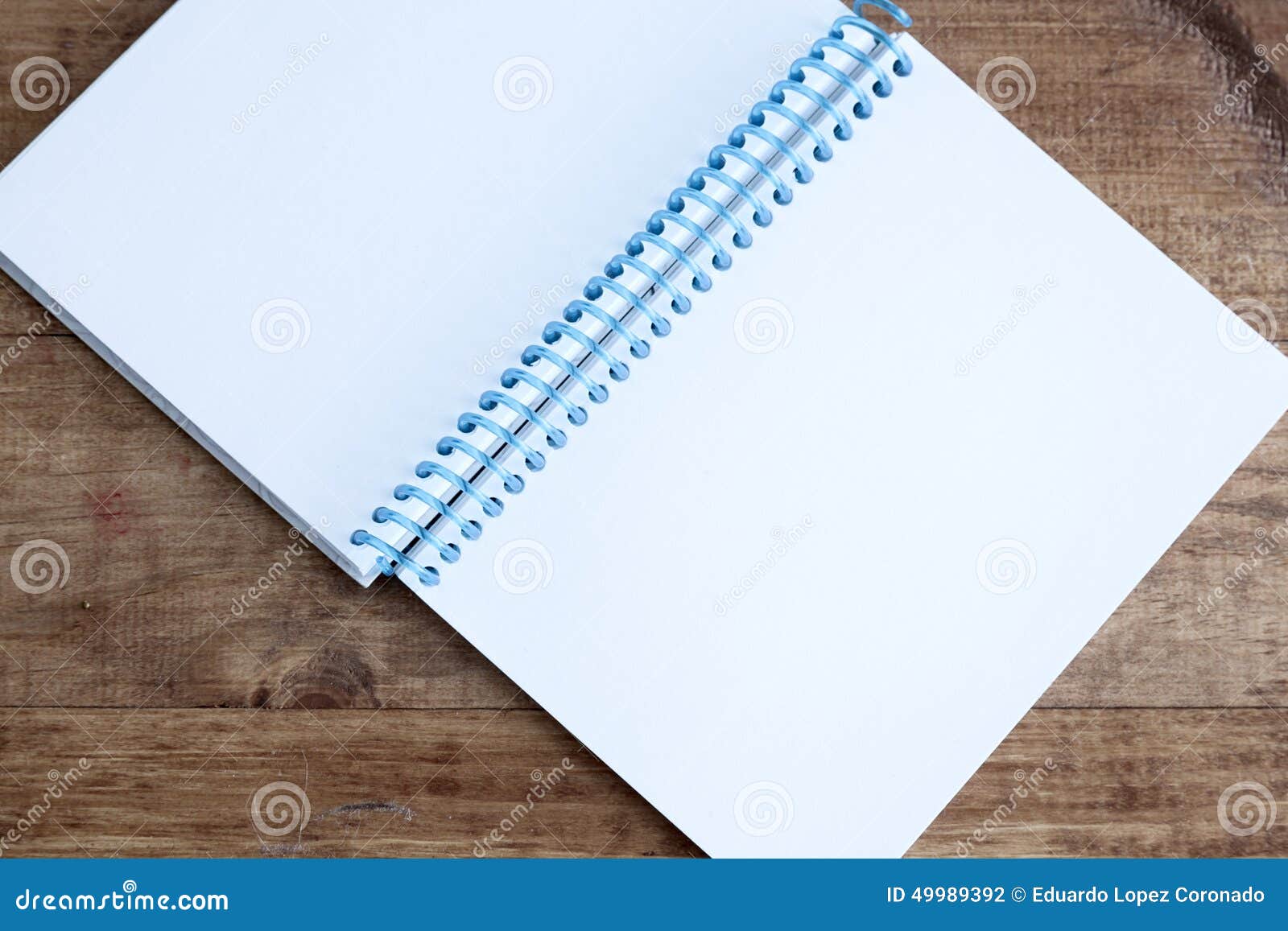 Open Notepad with Empty Pages Laying on a Wooden Table Stock Photo ...