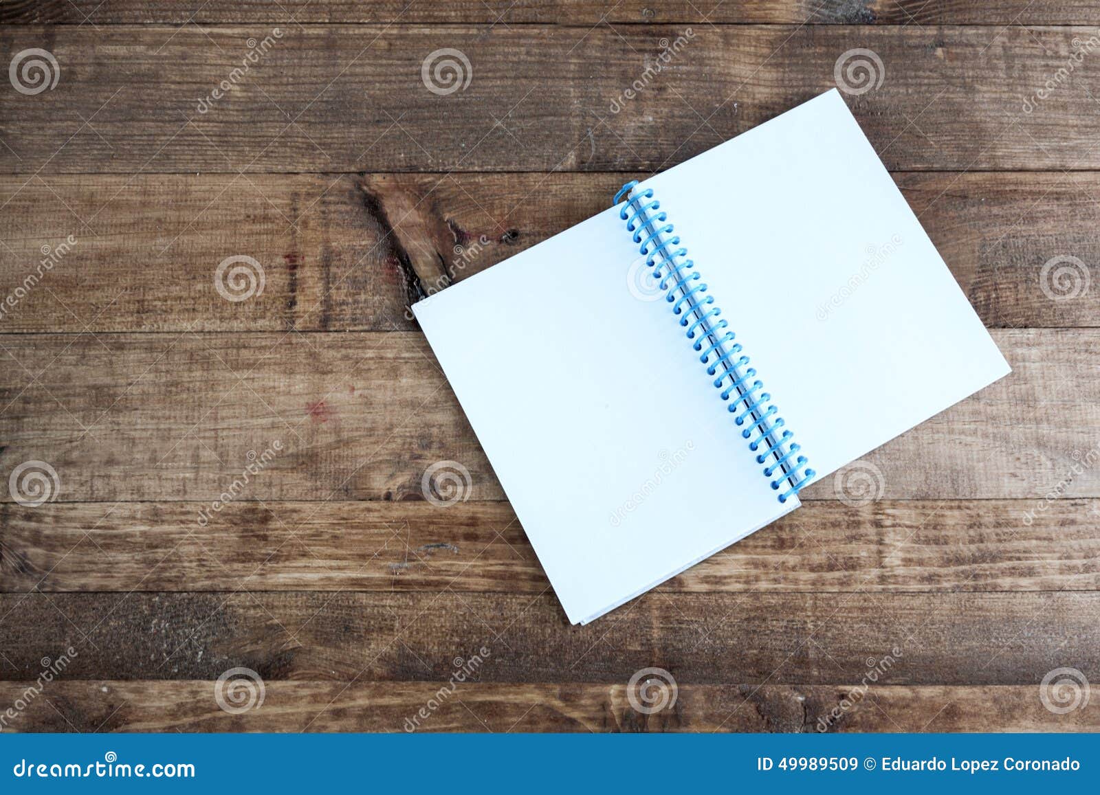 Open Notepad with Empty Pages Laying on a Wooden Table Stock Image ...