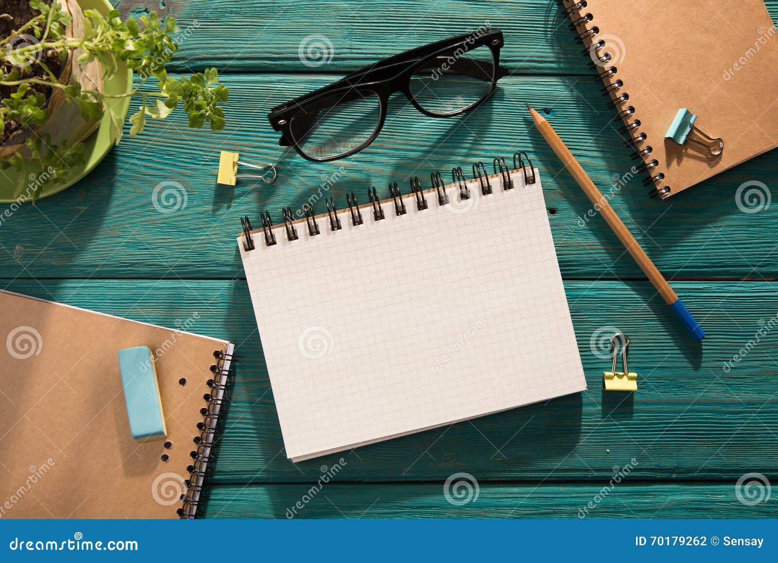 Open Notepad and Office Supplies Stock Photo - Image of copyspace ...