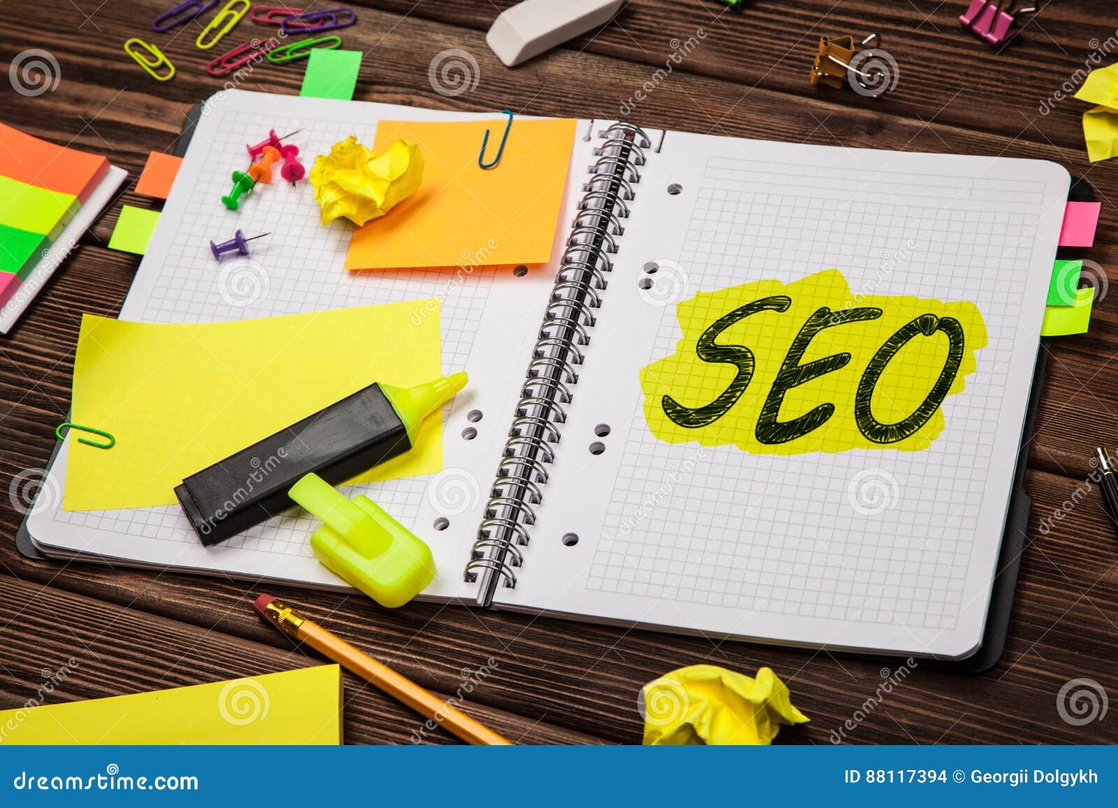 Open Notepad with Office Supplies Stock Photo - Image of notepad ...