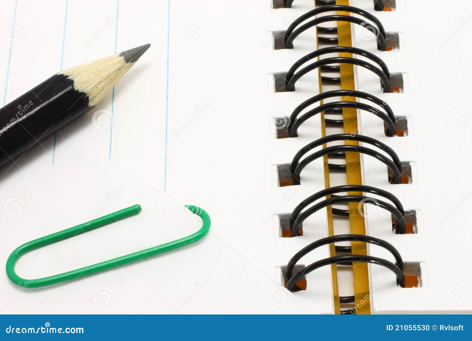 Open Notepad with Pencil and Paper with Clip Stock Photo - Image of ...