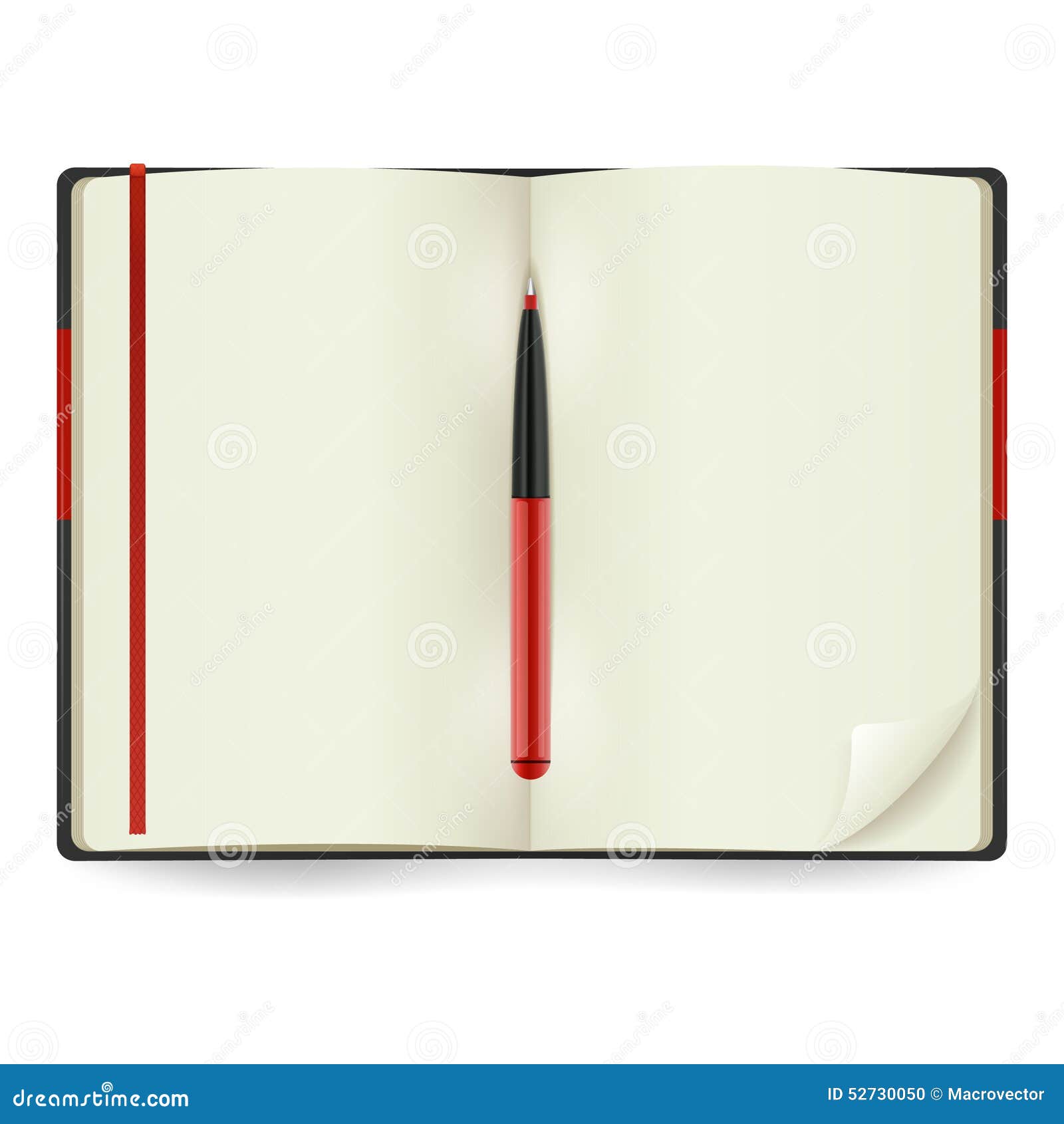 Open Notepad Realistic stock vector. Illustration of concept - 52730050