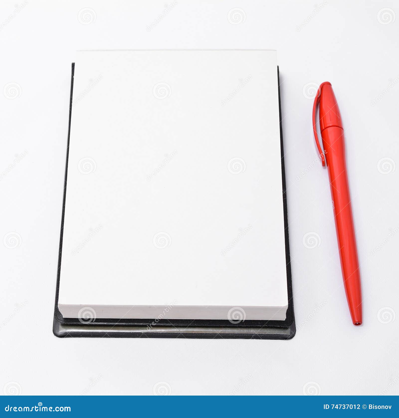 Open notepad and a red pen stock photo. Image of notepad - 74737012