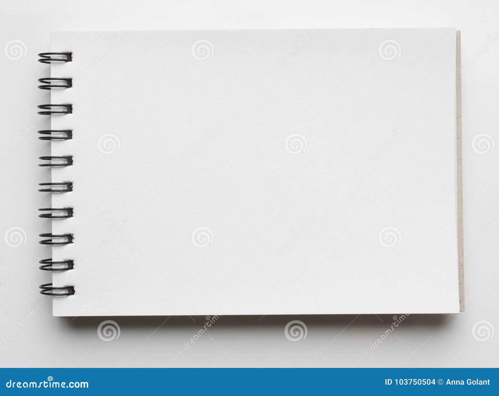 Open Notepad with White Sheet of Paper and a Black Spring. Mocap Top ...