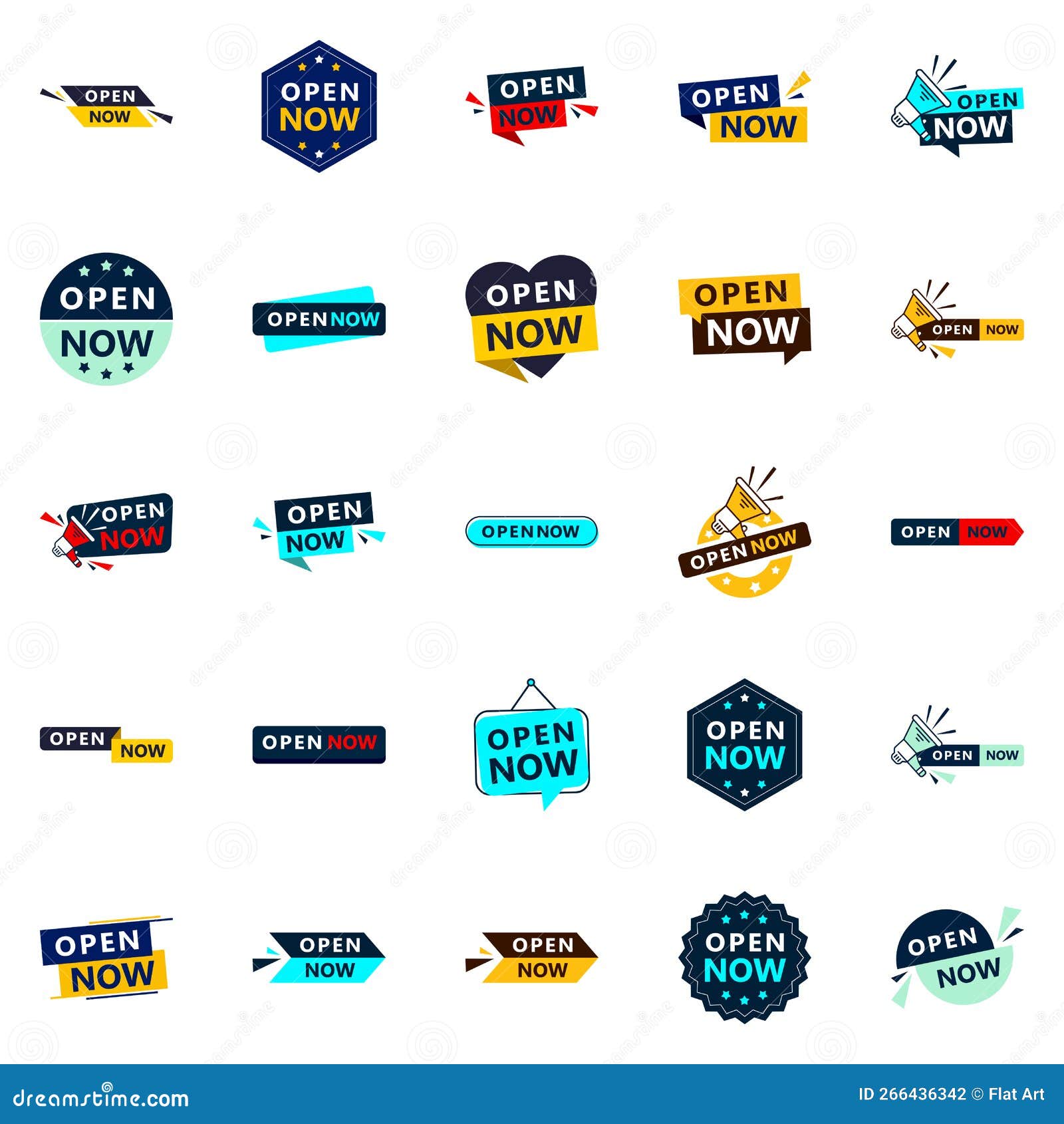 Open Now Banner Pack 25 Designs for Any Occasion Stock Vector ...