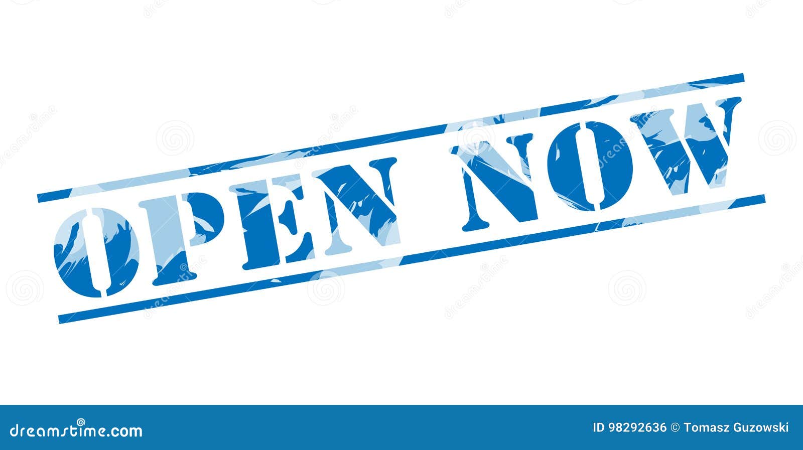 Open now blue stamp stock illustration. Illustration of illustrative ...