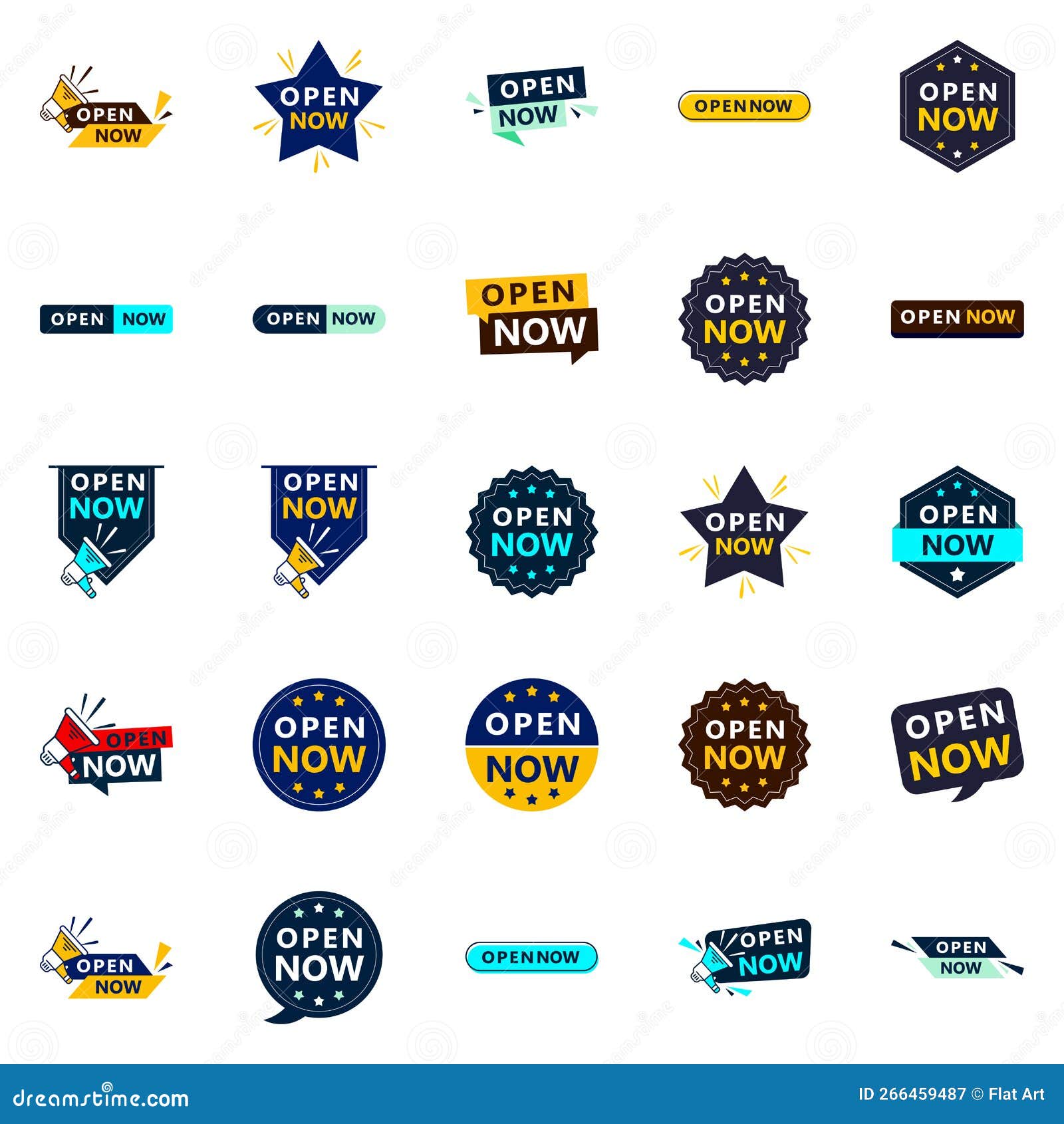 Open Now Graphics Collection 25 Different Designs Stock Vector ...