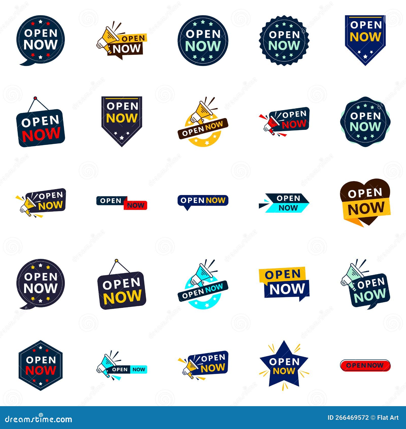 Open Now Graphics Pack 25 Designs Included Stock Vector - Illustration ...