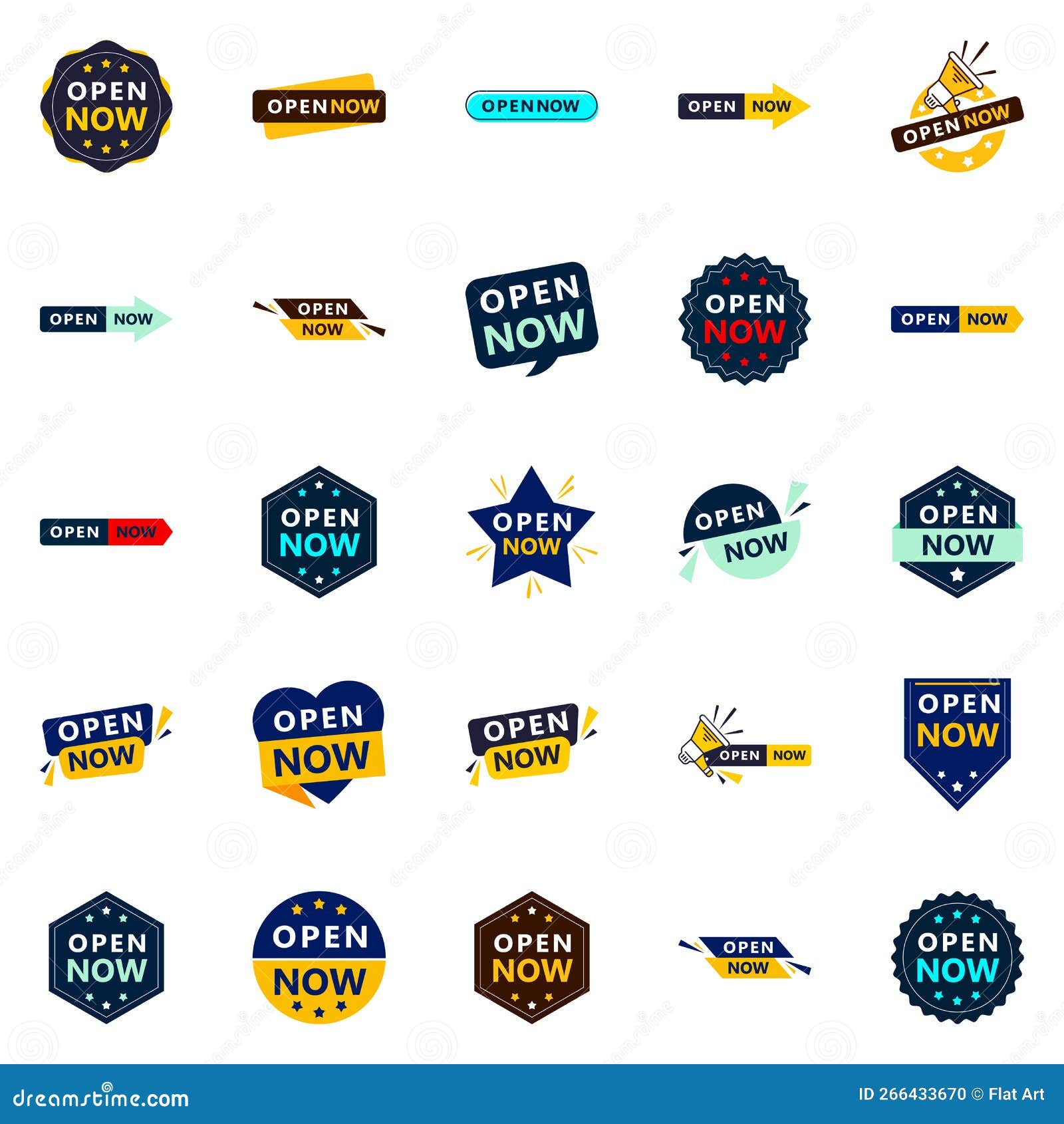 Open Now Graphics Pack 25 Fully Editable Designs Included Stock Vector ...