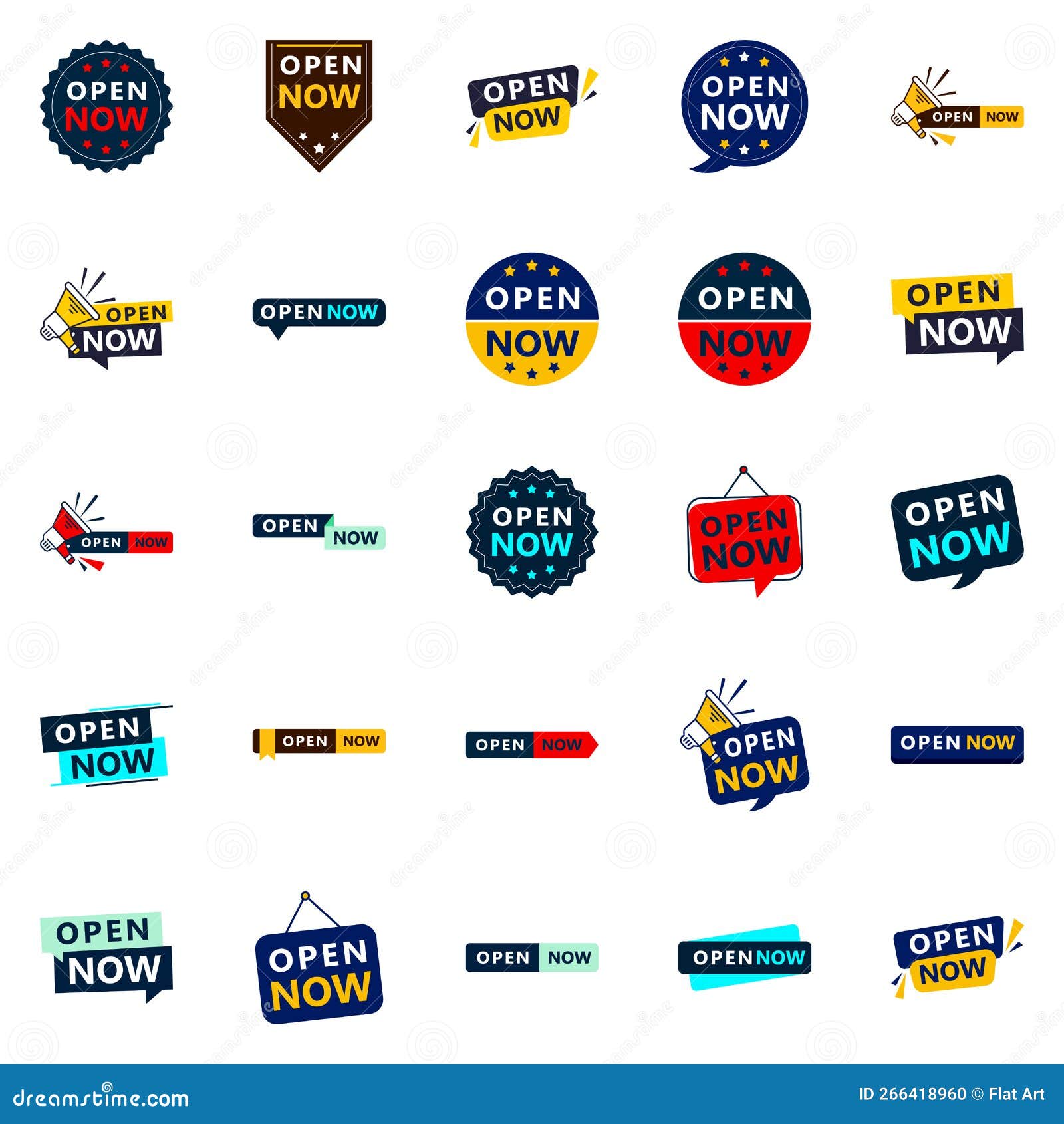 Open Now a Pack of 25 Vector Designs for Various Business Types Stock ...