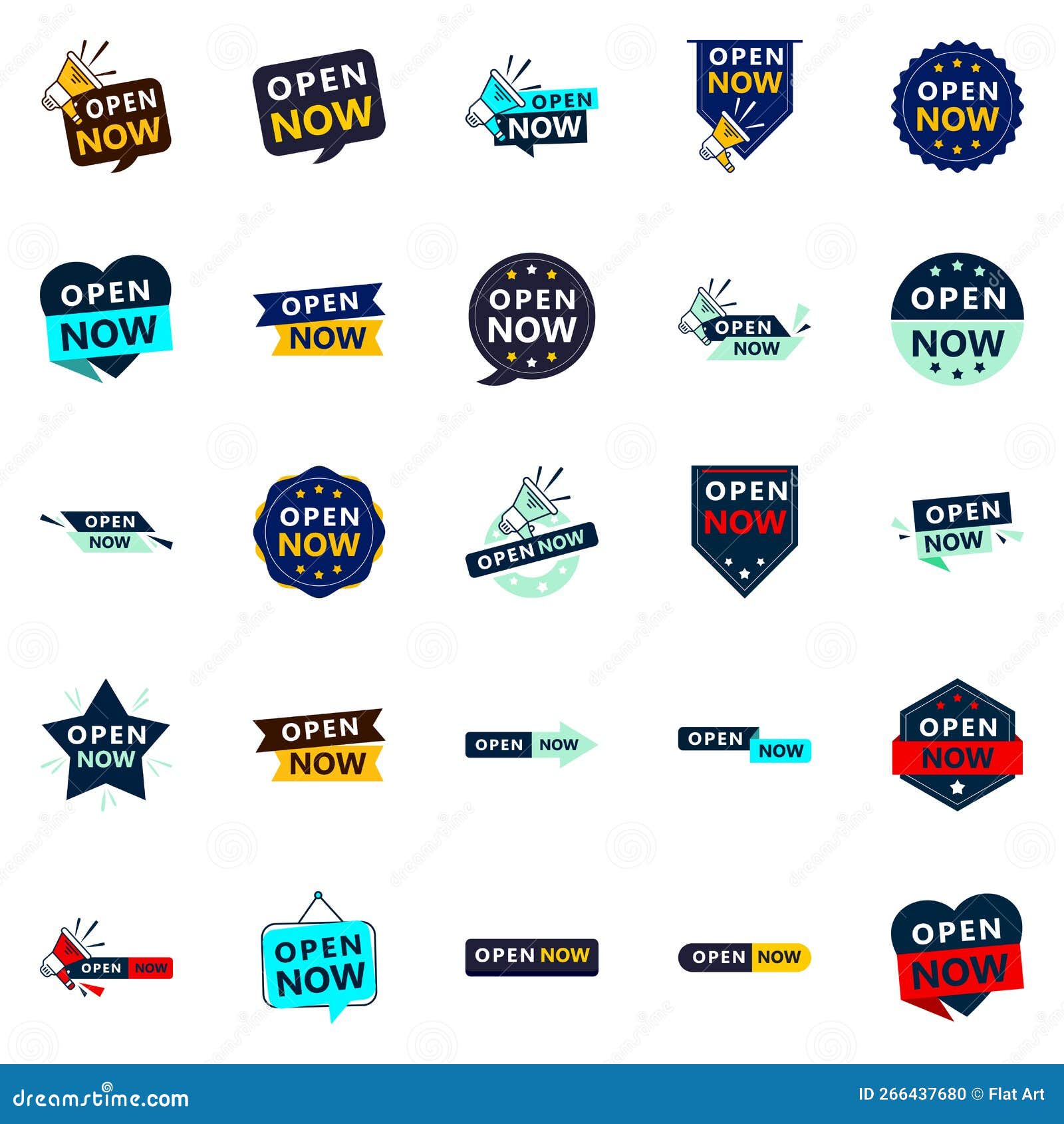 Open Now Sign Pack 25 Customizable Designs Stock Vector - Illustration ...