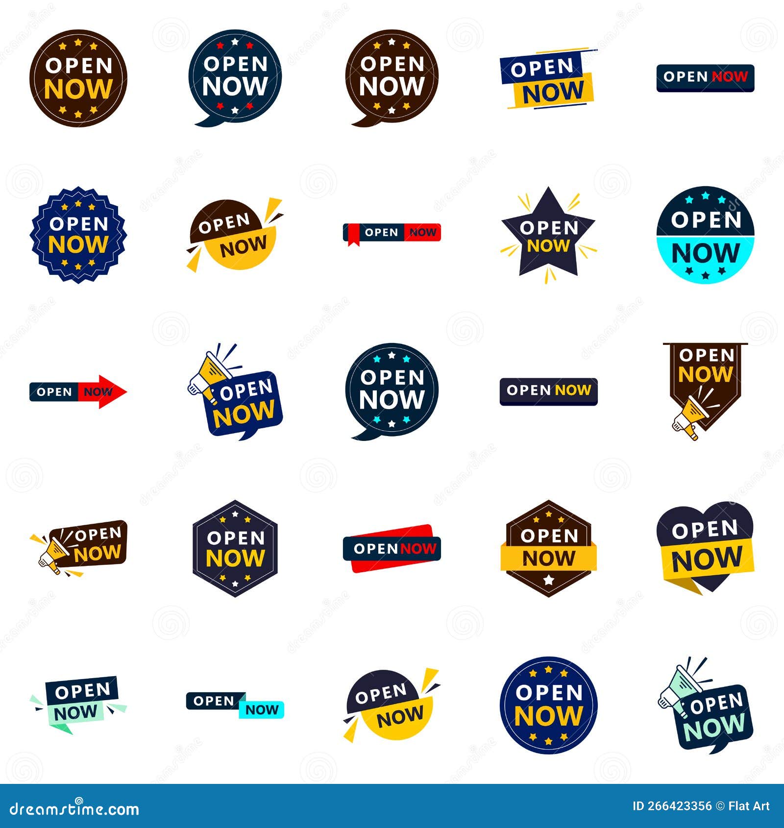 Open Now Sign Pack 25 Editable Designs Stock Vector - Illustration of ...
