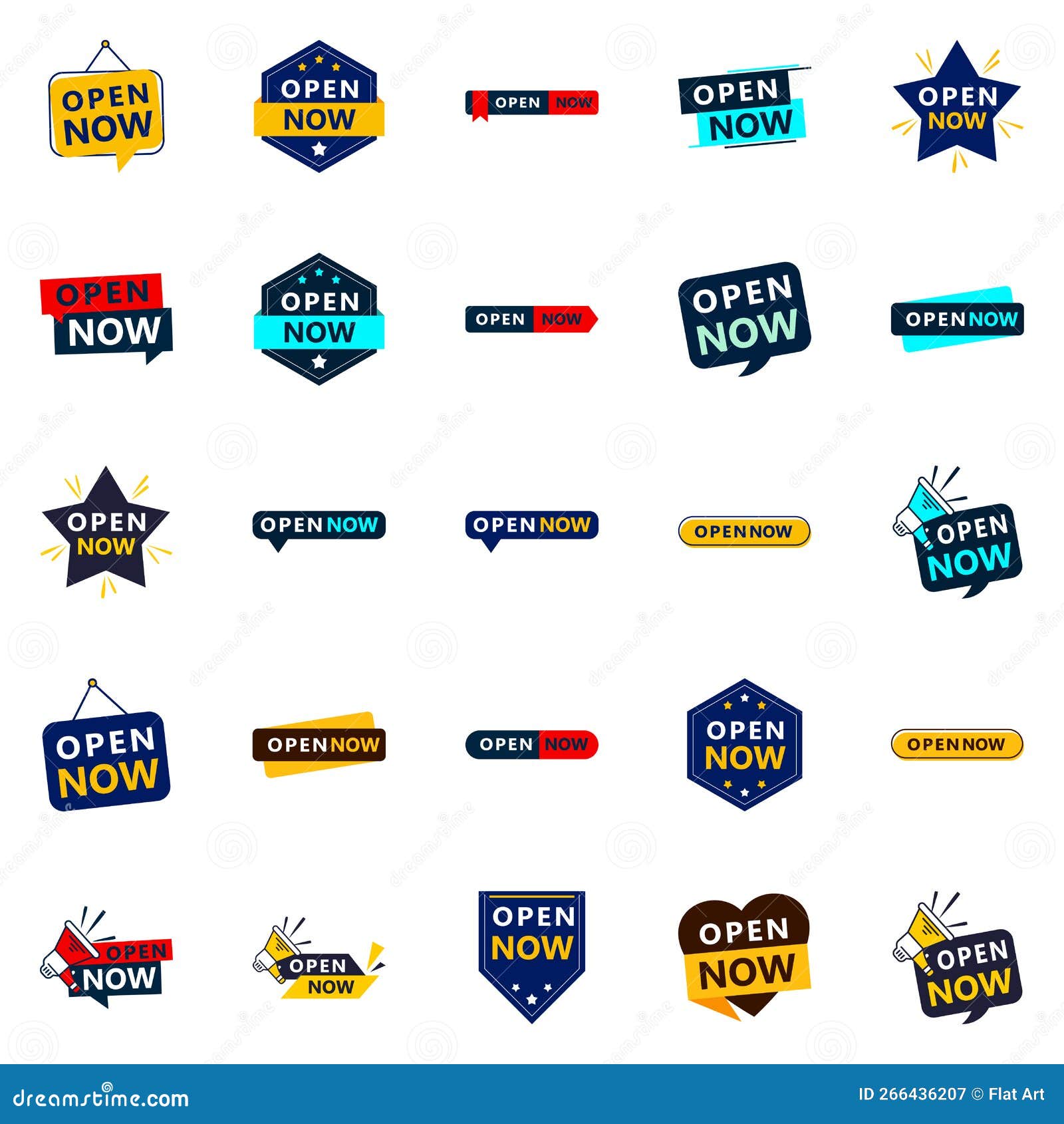 Open Now Sign Pack 25 Editable Designs Stock Vector - Illustration of ...