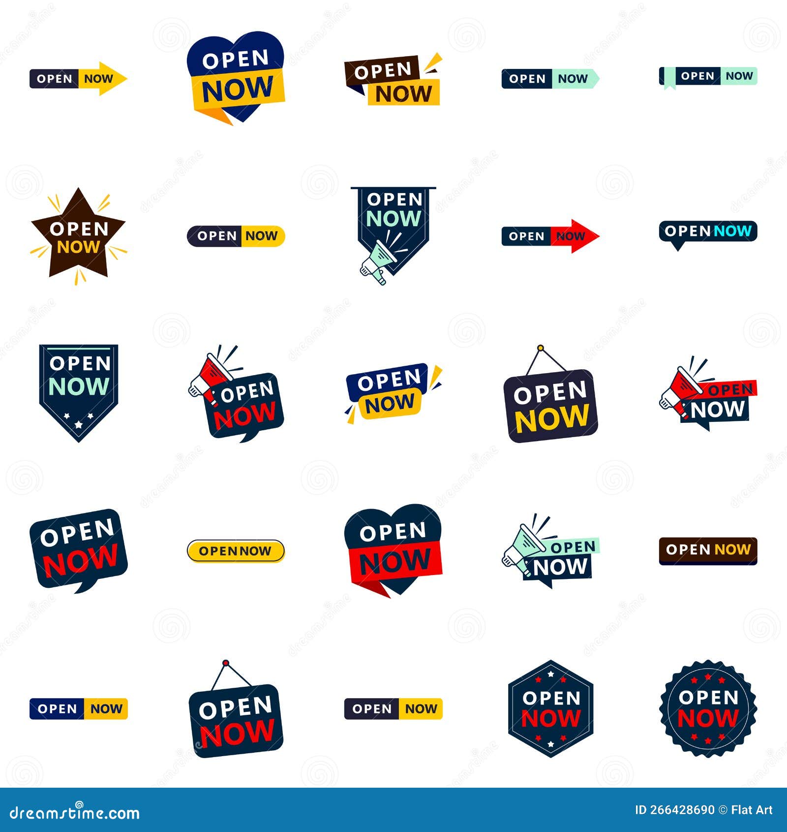Open Now Sign Pack 25 Vibrant Vector Templates Stock Vector ...