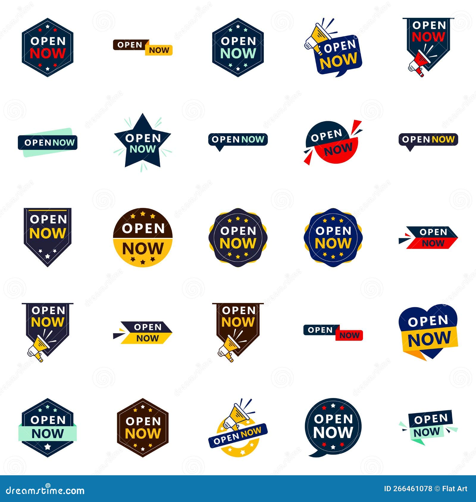 Open Now Sign Pack 25 Vibrant Vector Templates Stock Vector ...