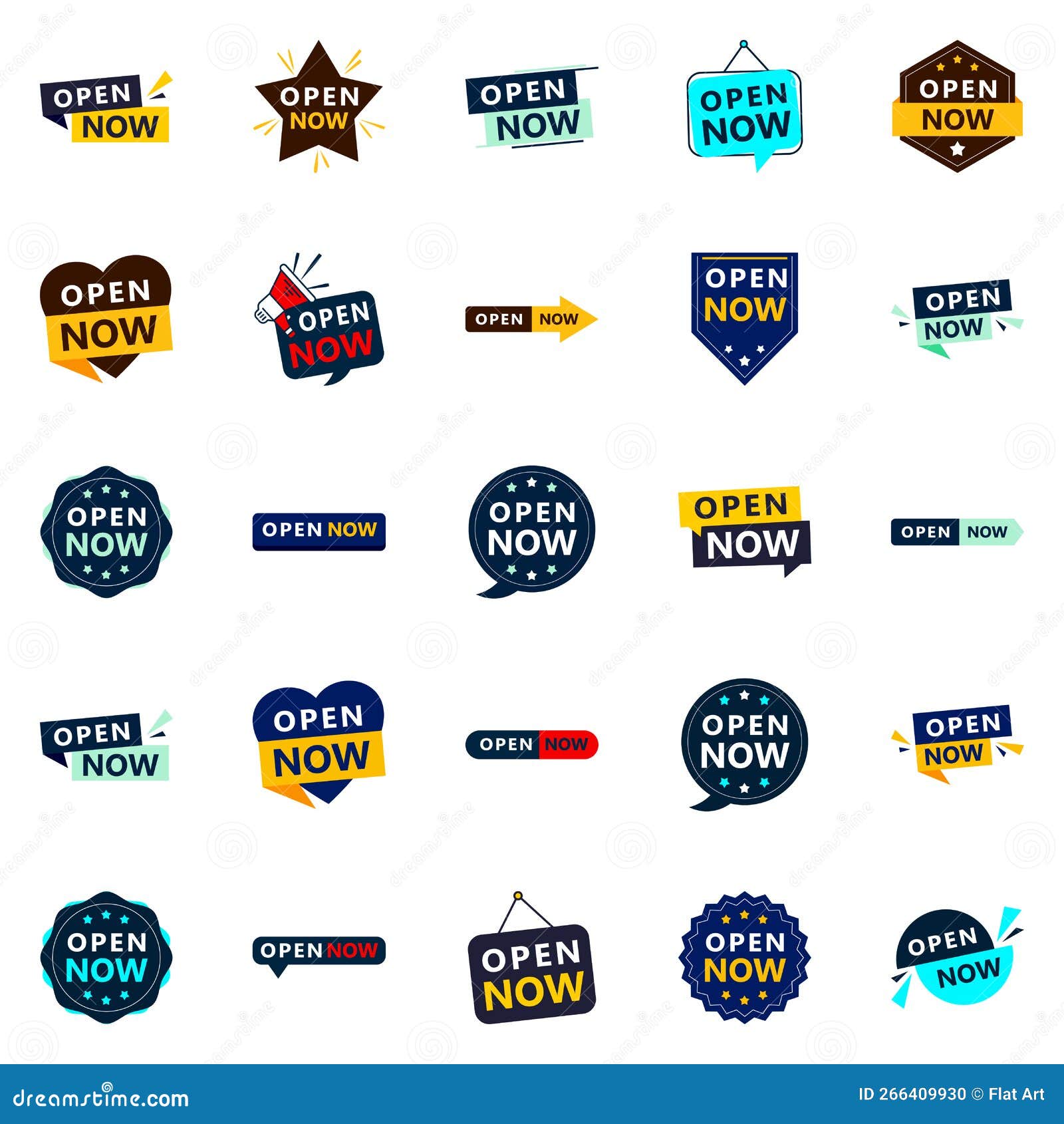 25 Open Now Signage Templates for Various Businesses Stock Vector ...