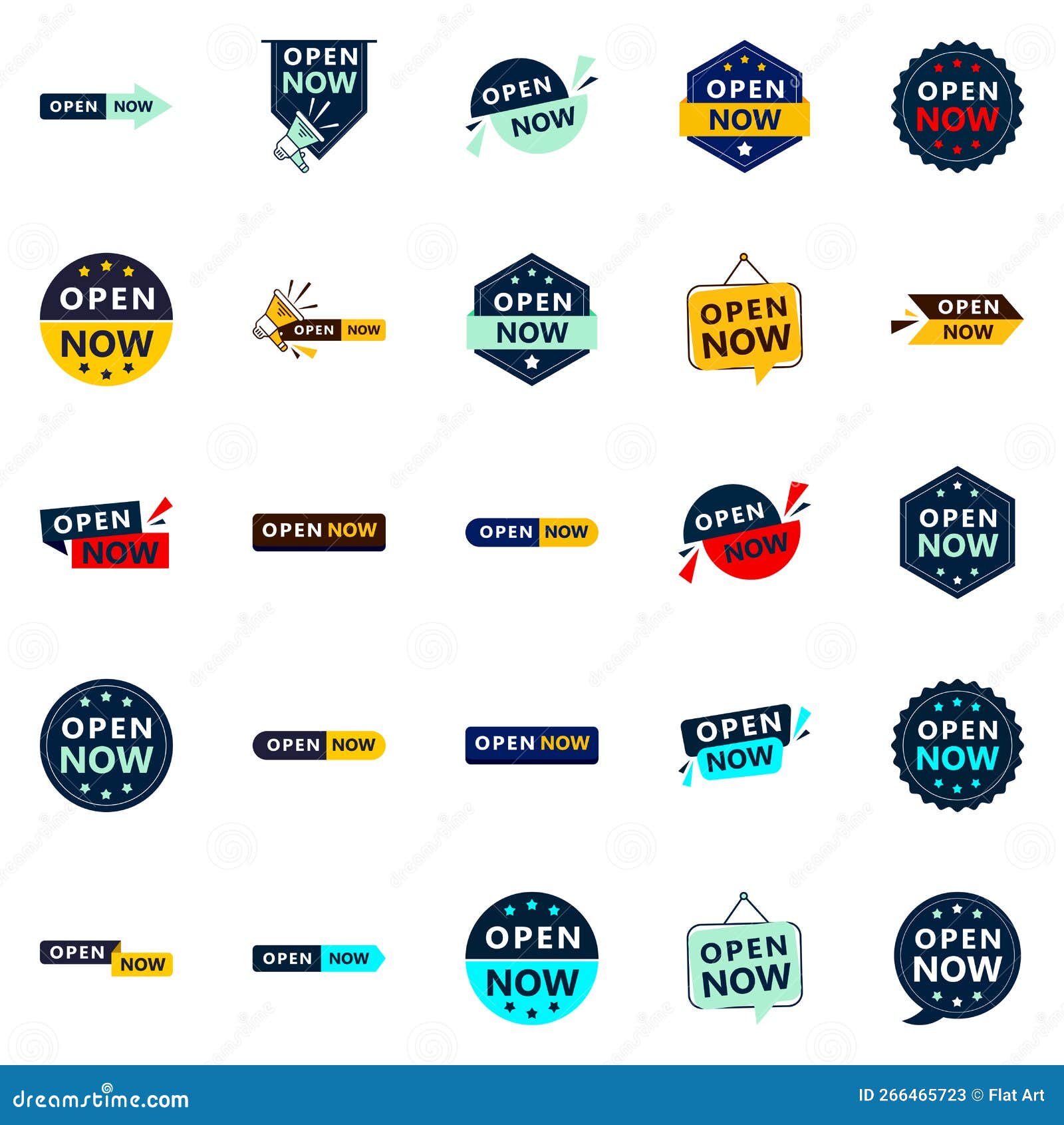 25 Open Now Signage Templates for Various Businesses Stock Vector ...