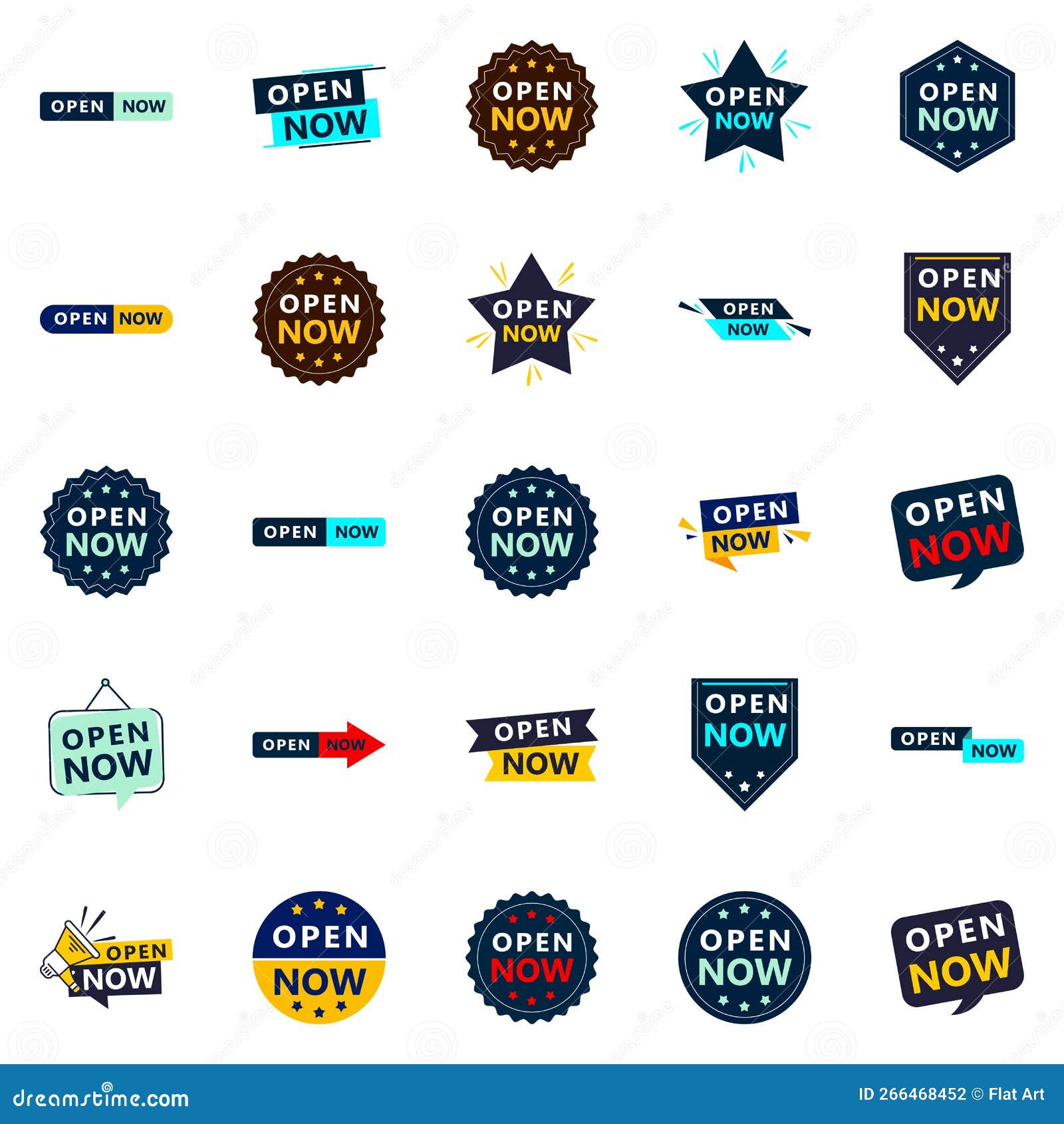 Open Now Vector Pack 25 Different Designs Stock Vector - Illustration ...