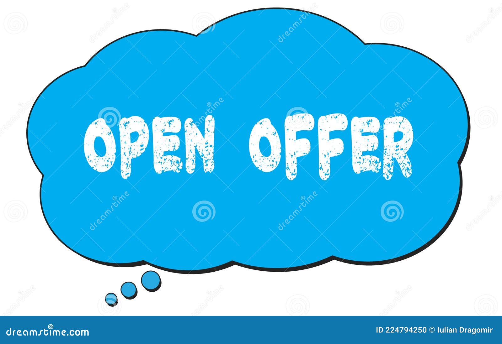 OPEN OFFER Text Written on a Blue Thought Bubble Stock Illustration ...