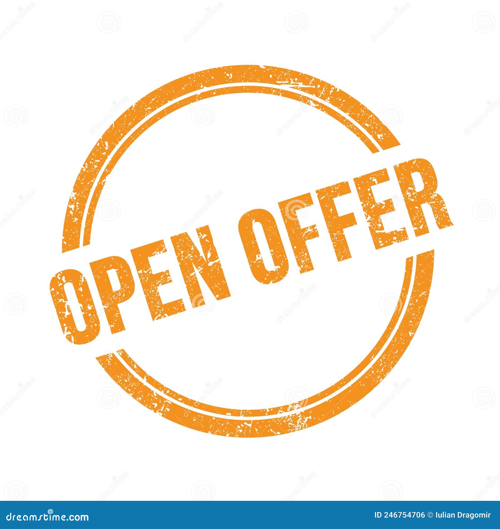 OPEN OFFER Text Written on Orange Grungy Round Stamp Stock Illustration ...