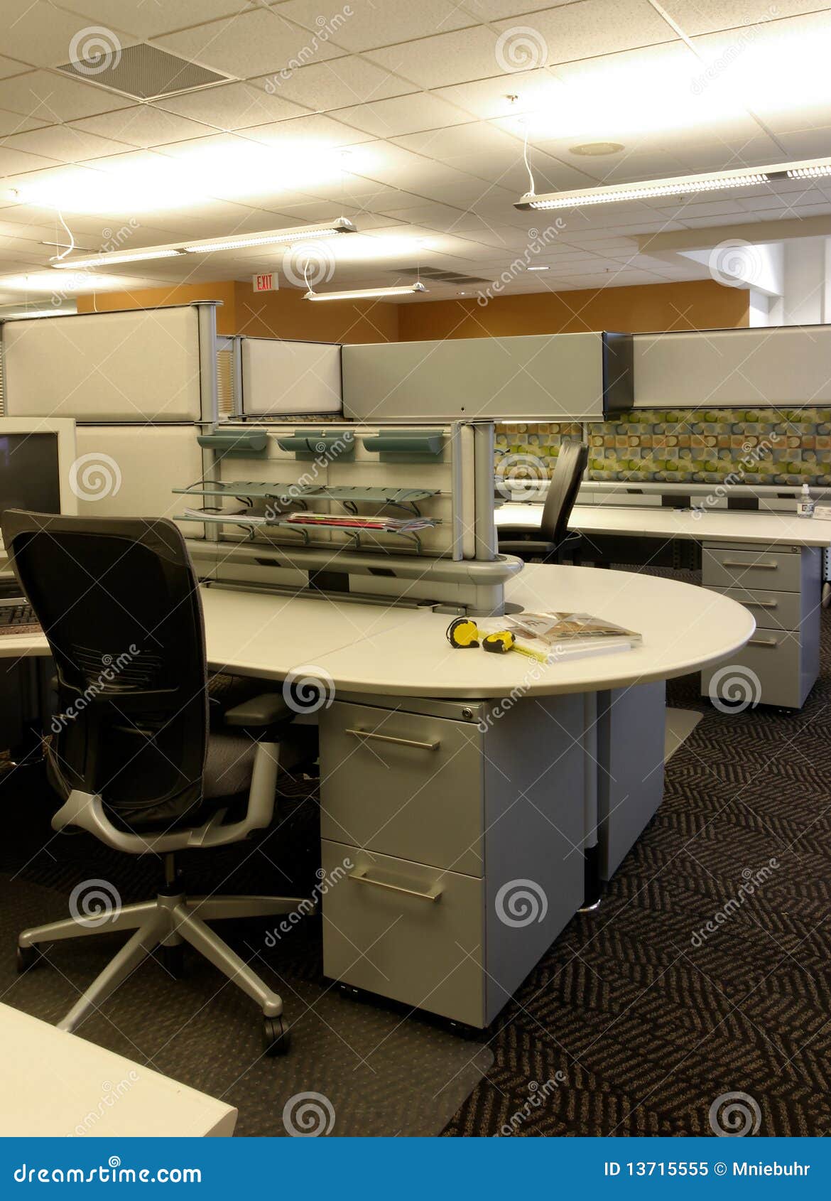 Open Office Cubical Workspace Stock Image - Image of carpet ...