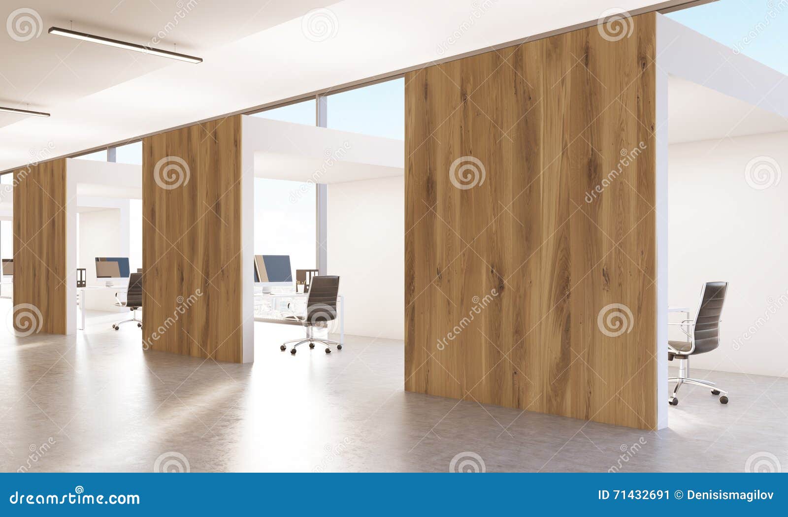 Open office interior side stock illustration. Illustration of inside ...
