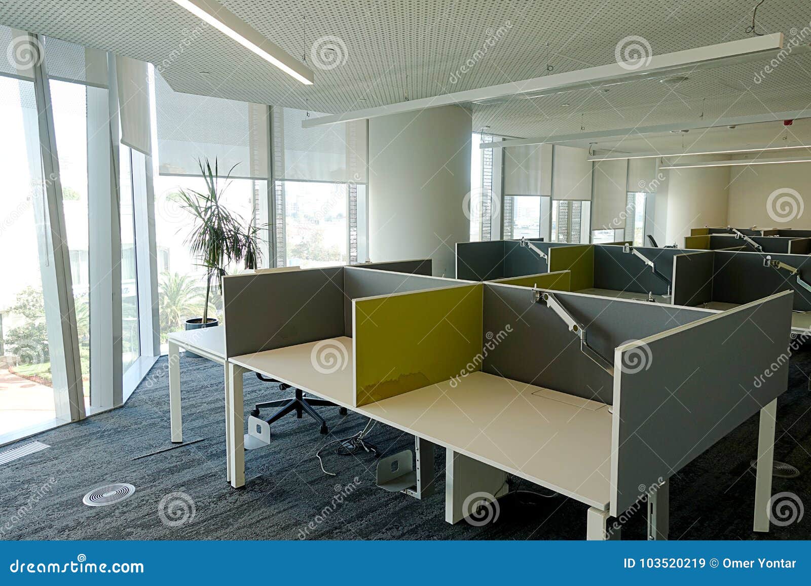 An Open Office with Separated Empty Tables Stock Image - Image of ...