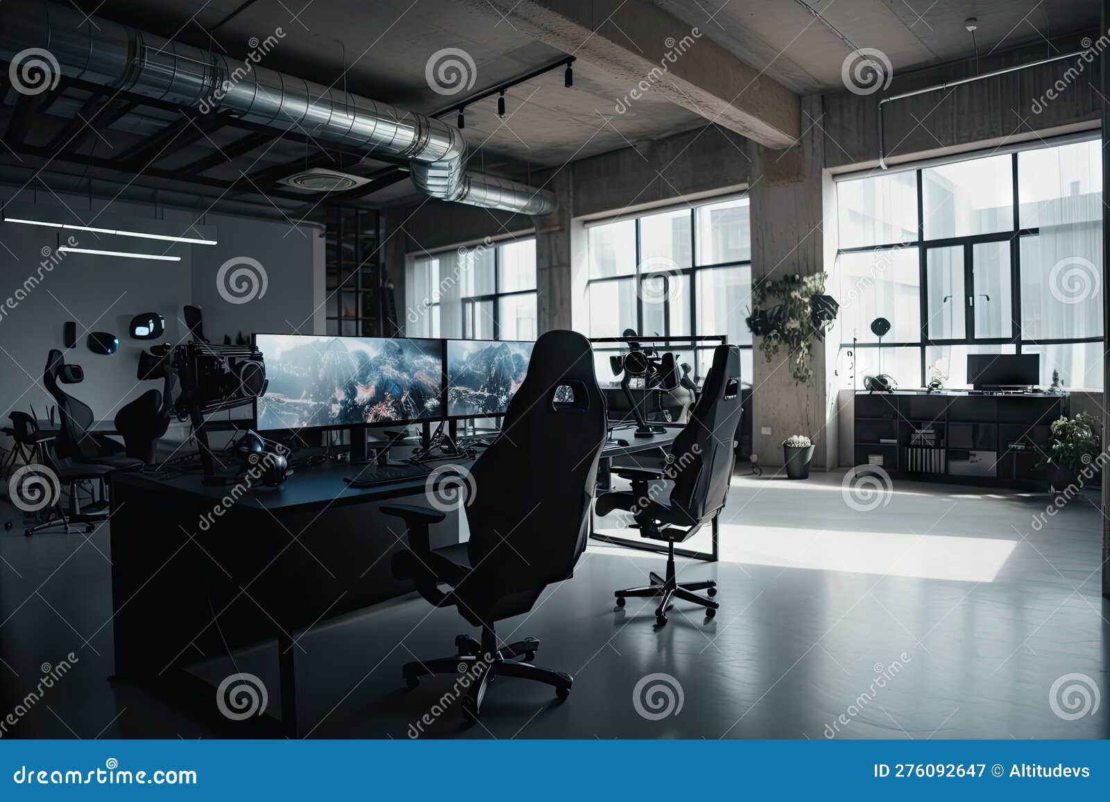 Open Office with Vr Headsets and Motion Controllers for Immersive ...