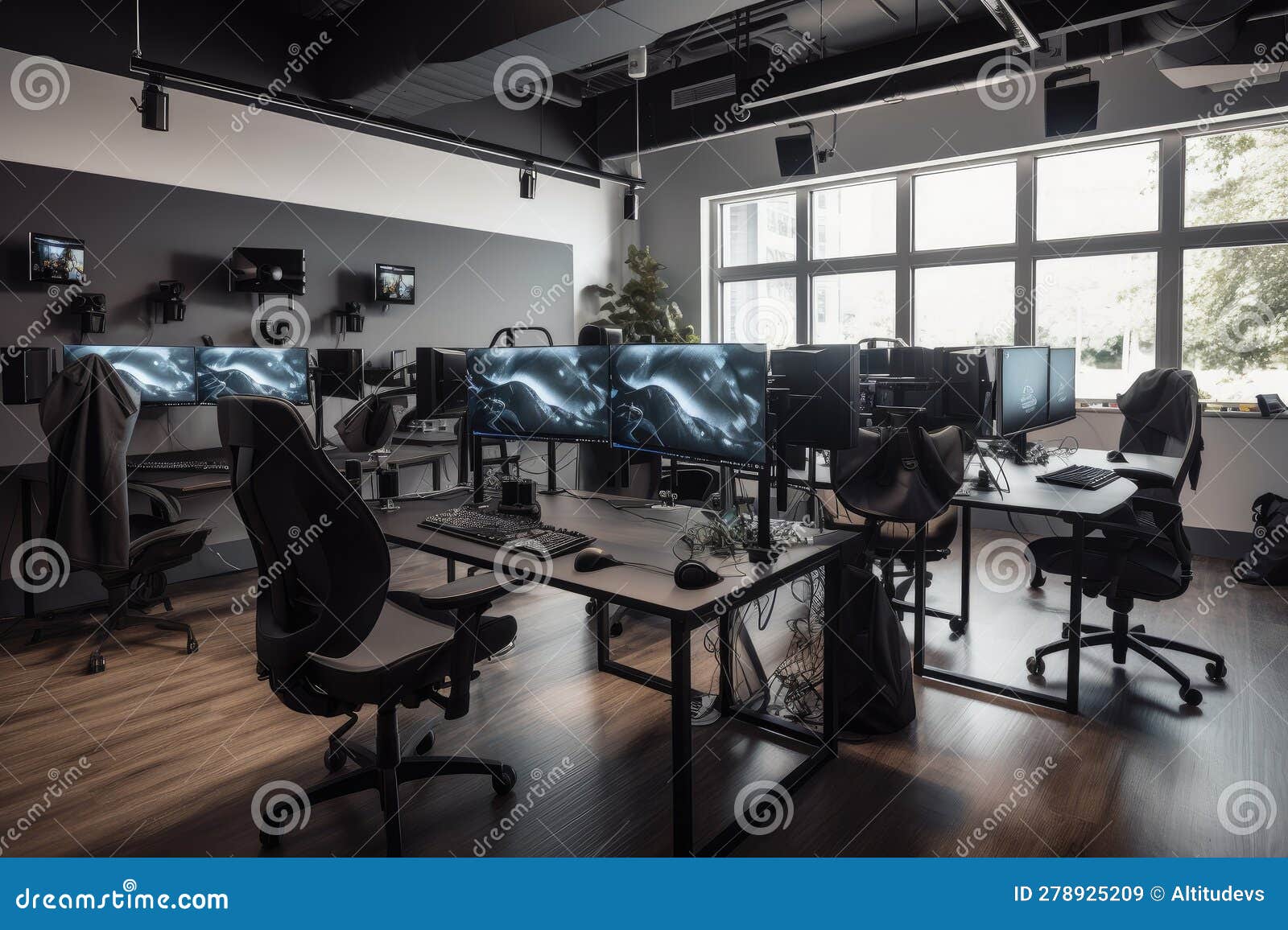 Open Office with Vr Headsets and Motion Controllers for Immersive ...