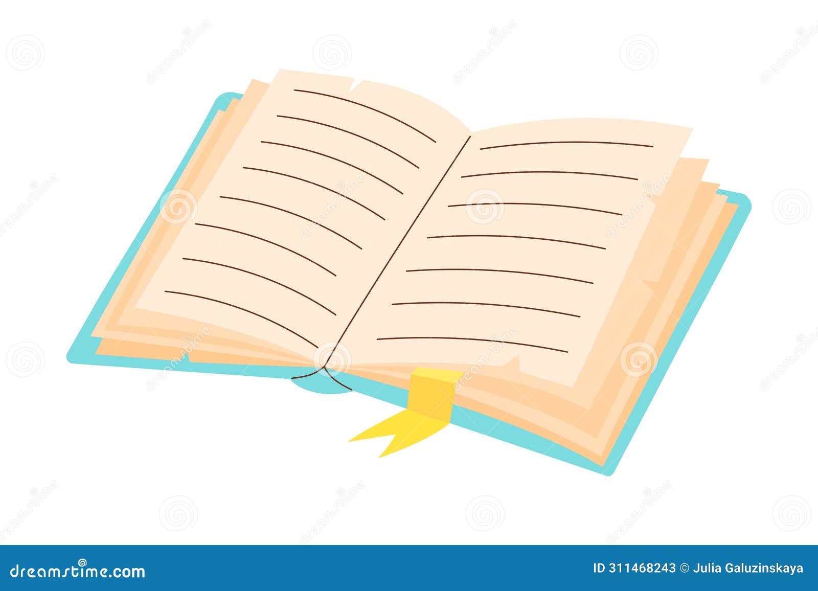 Open Old Book with Bookmark and Empty Lined Paper Sheets. Stock Vector ... Open Old Book with Bookmark and Empty Lined Paper Sheets. Stock Vector ...