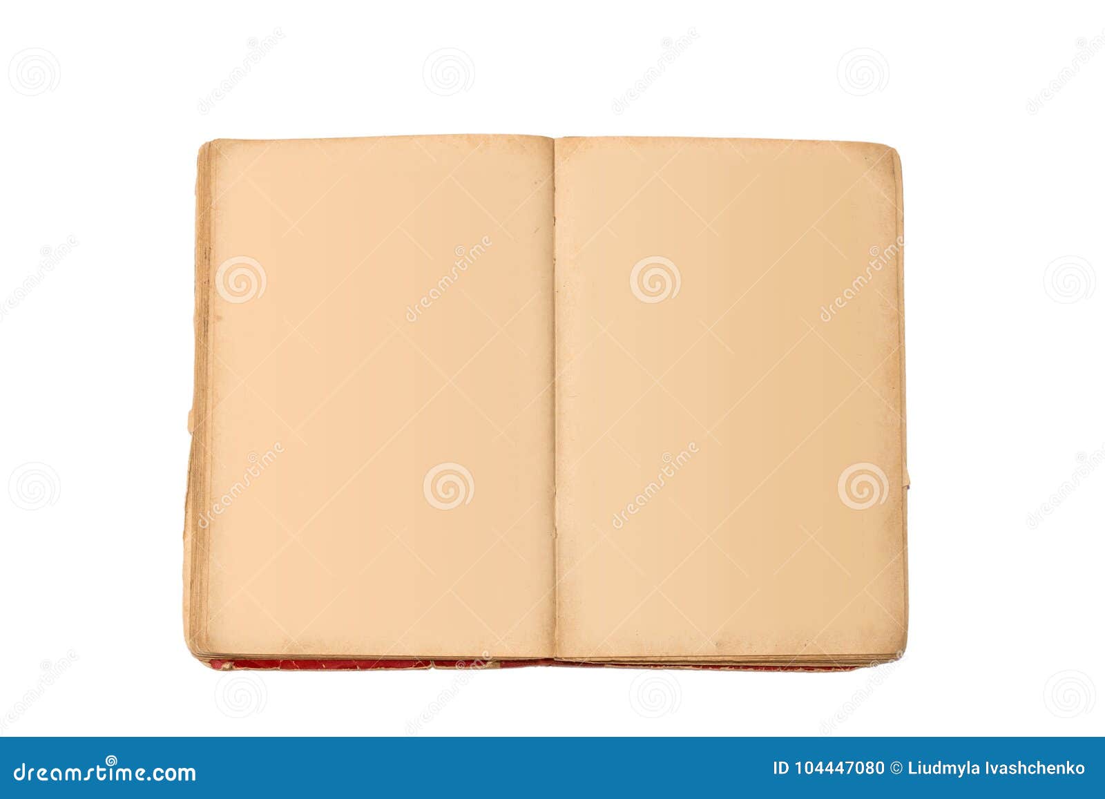 Open Old Book Isolated, Vintage Book with Blank Yellow Stained Pages ...