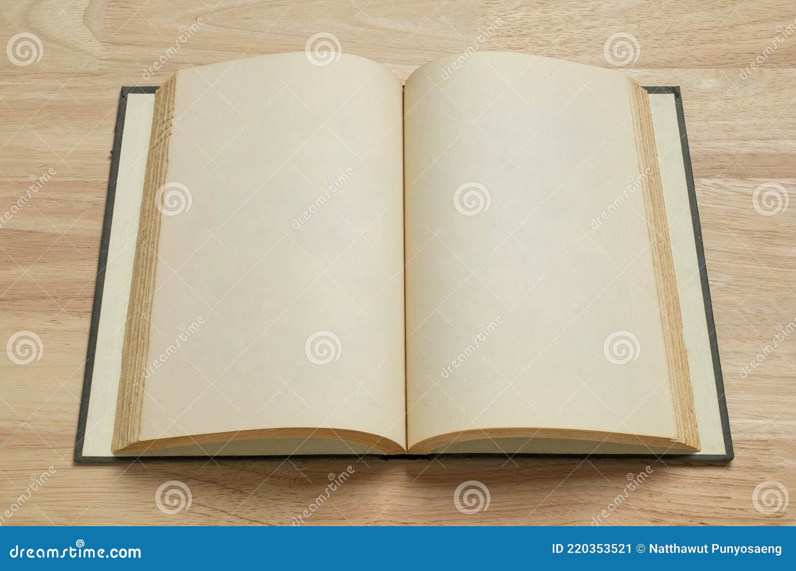 Old Book on Wooden Table for Mockup Blank Template Stock Image - Image ...
