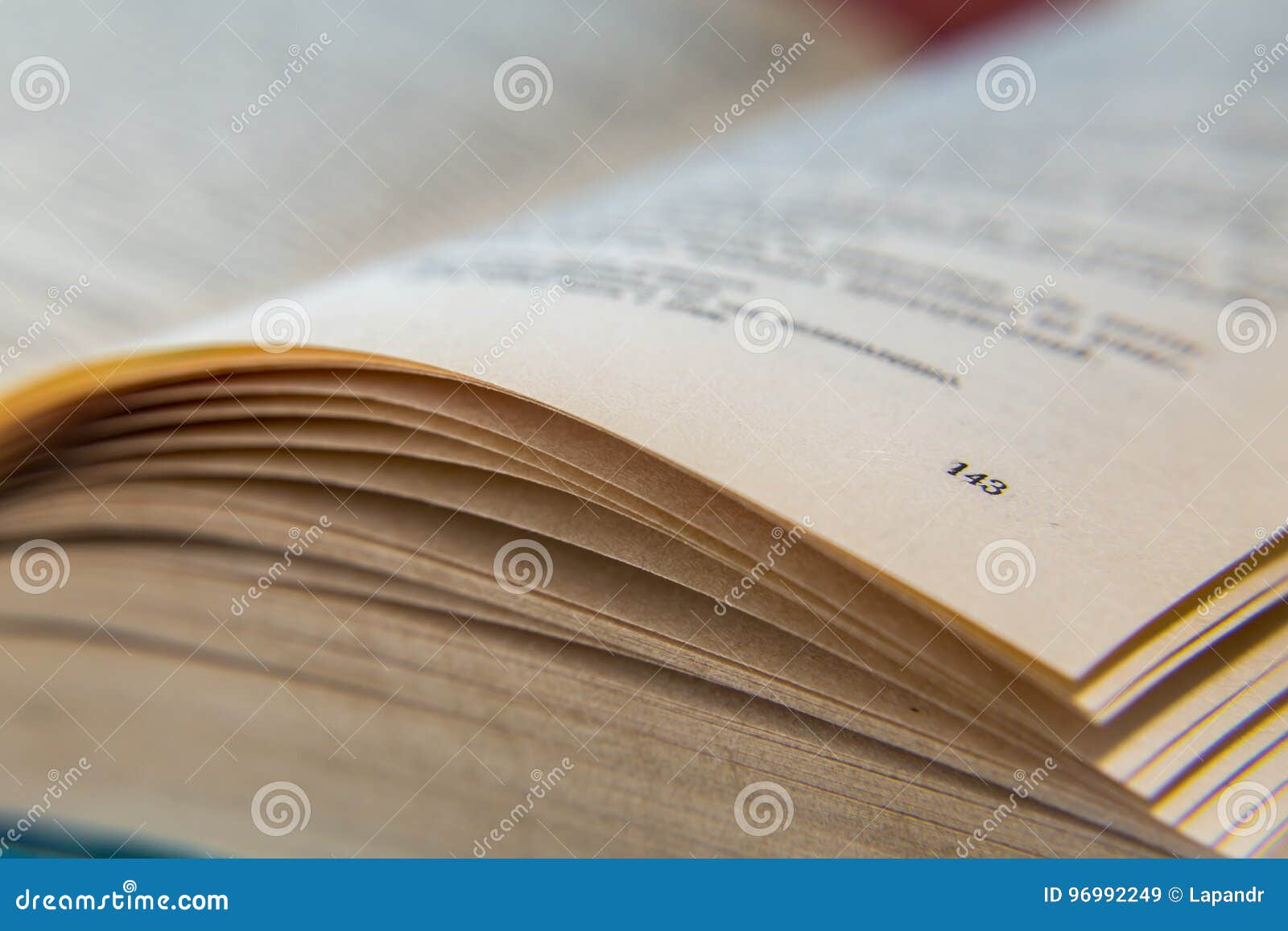 Open Old Book. Yellowed Pages. Page Number 143. Paper Texture Stock ...