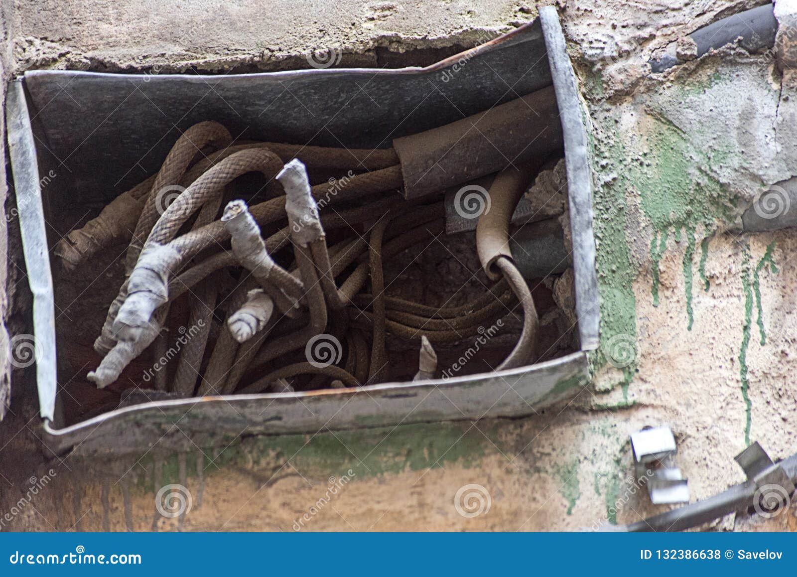 Open Old Electrical Box on a Dilapidated Wall Stock Photo - Image of ...