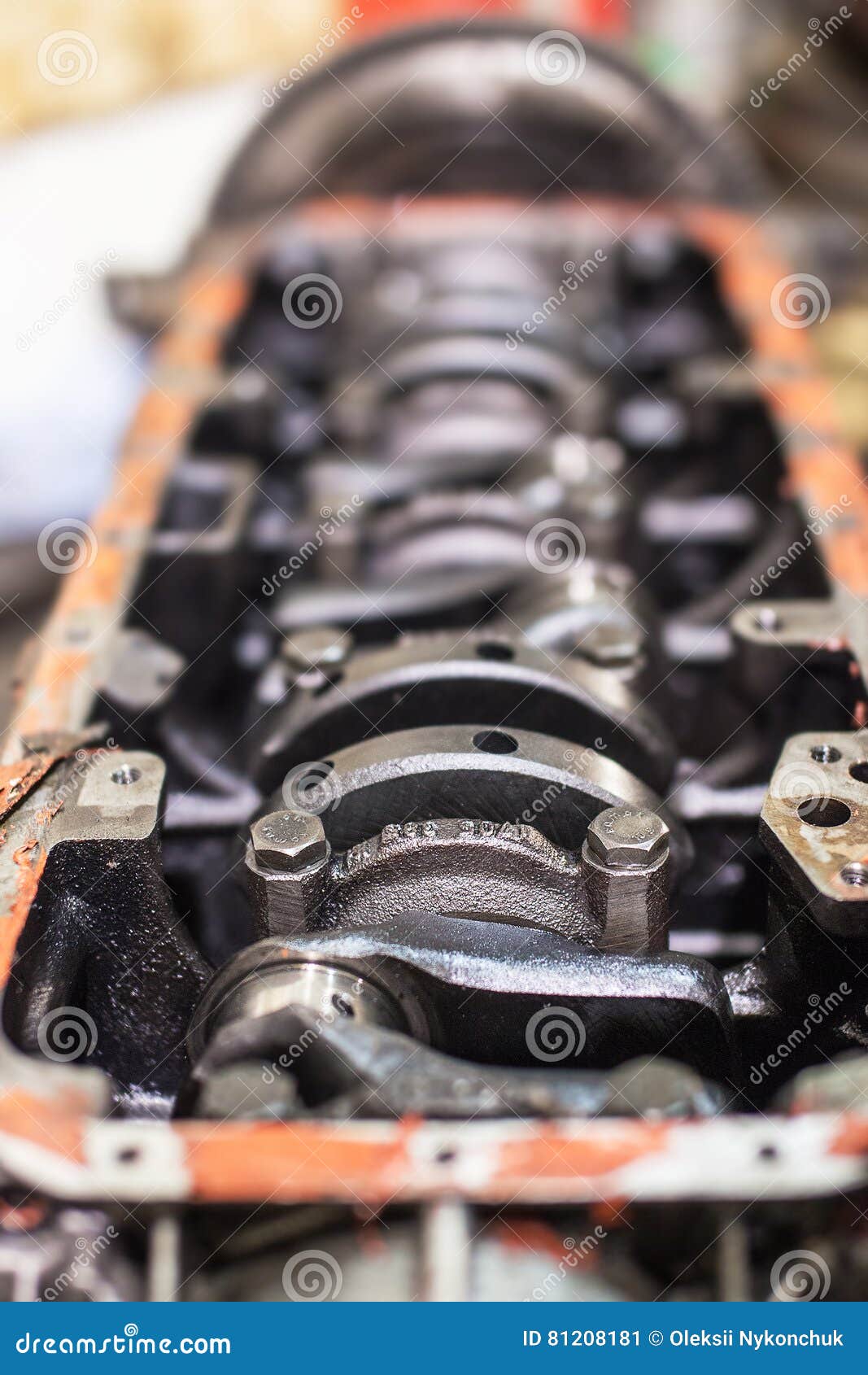 Open Old Engine on Four Cylinder Motor Stock Image - Image of ...