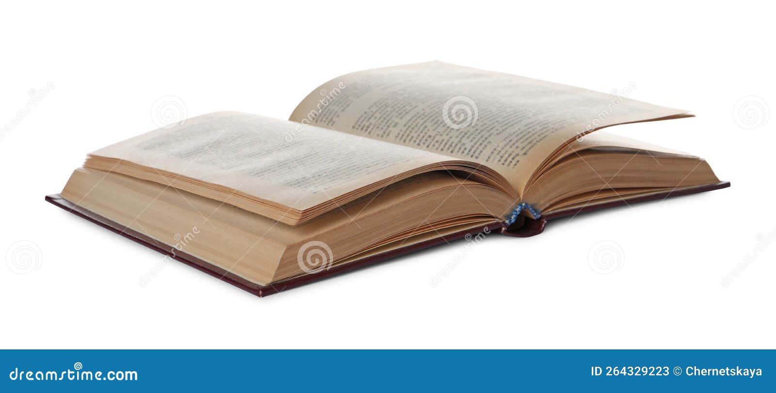 Open Old Hardcover Book Isolated on White Stock Image - Image of cover ...