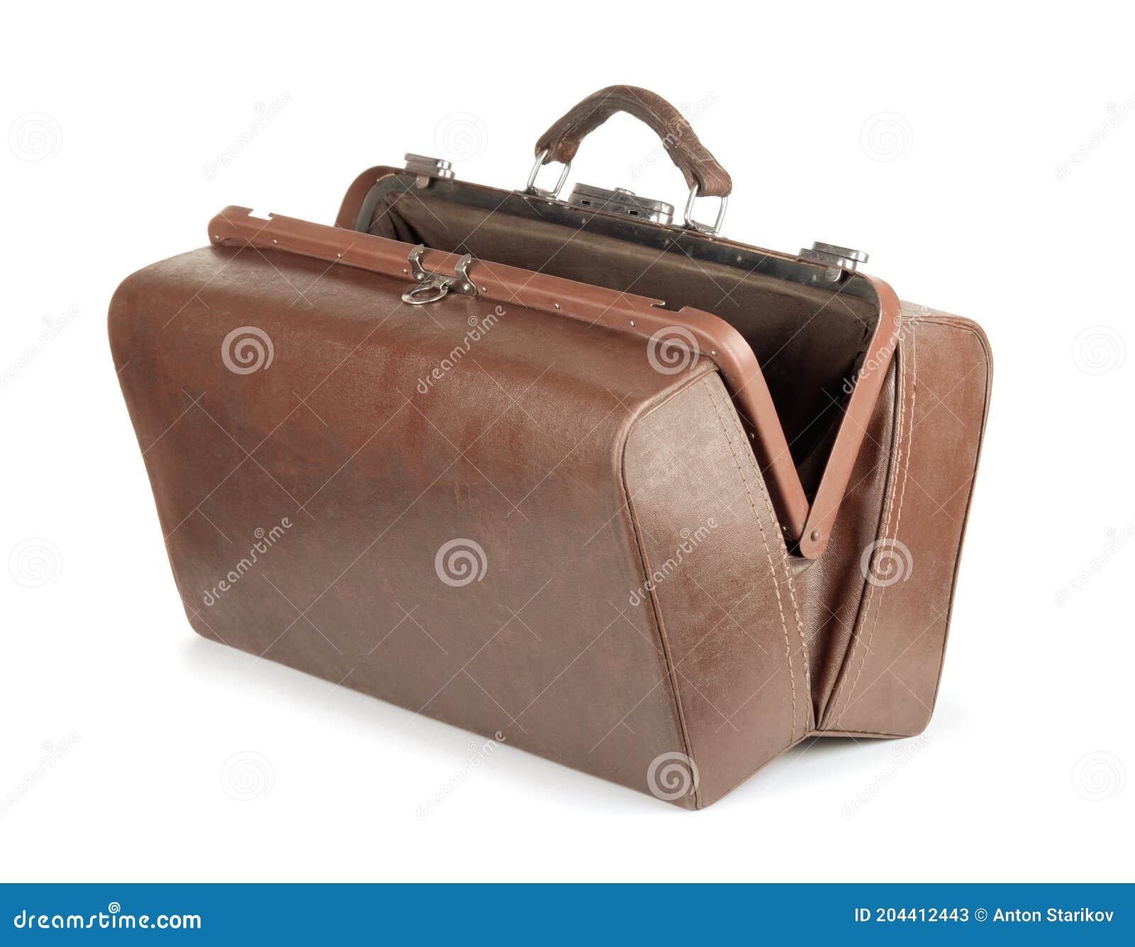 Open Old Leather Gladstone Bag Stock Image - Image of elegance, fashion ...